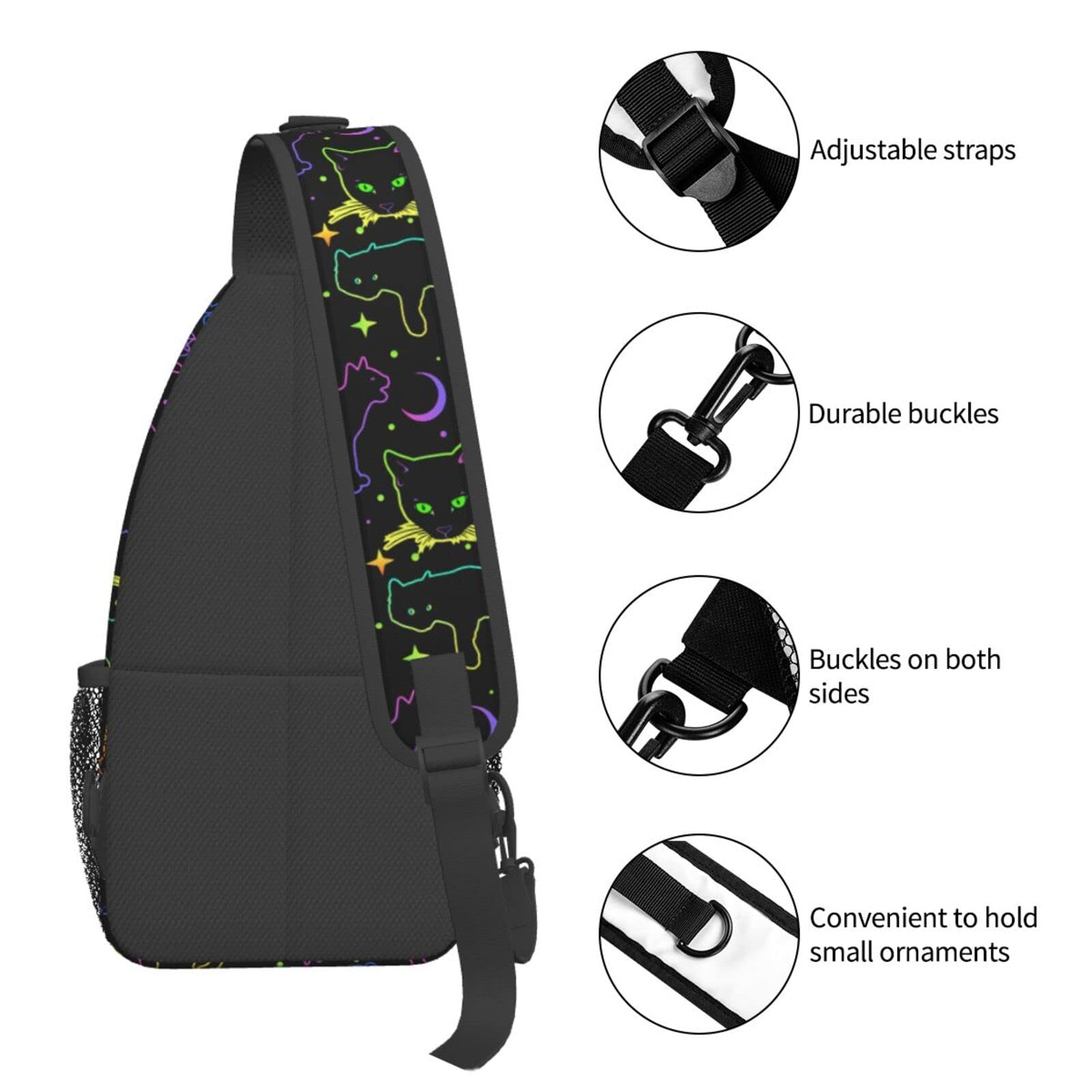 Fylybois Cat Sling Bag For Travel Chest Backpack For Women Casual Daypack For Running Hiking Cycling Gifts