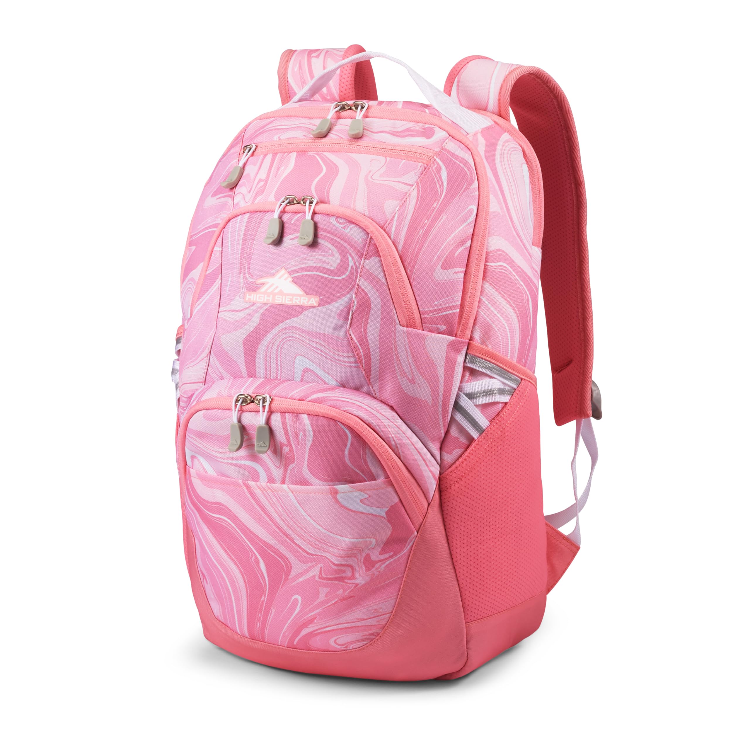 High Sierra Swoop SG Kids Adult School Backpack Book Bag Travel Laptop Bag with Drop Protection Pocket, and Tablet Sleeve, Bubblegum Pink Marble