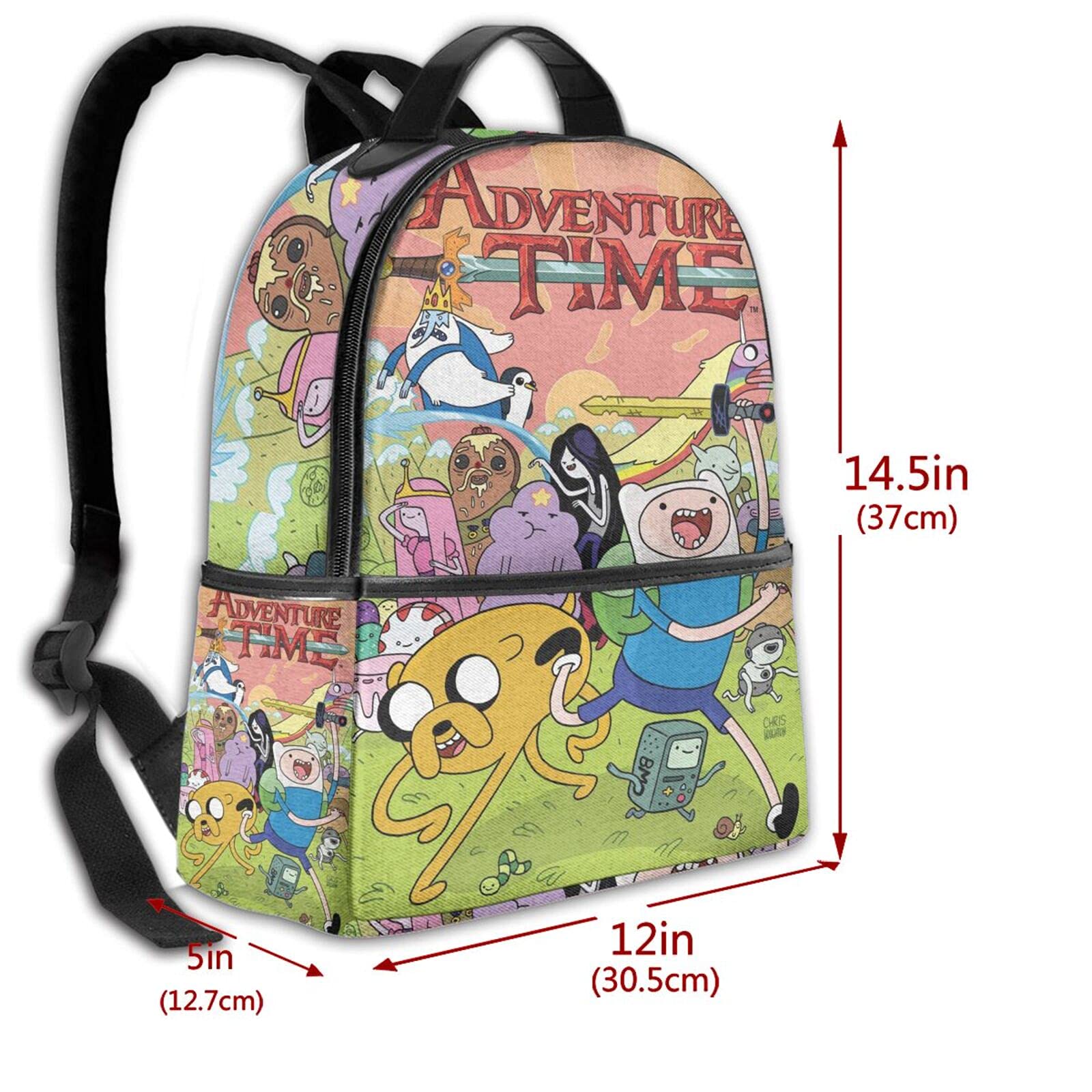 Shanke Adve-Nture Ti-Me Black Backpack, Classic Men's and Women's Backpack with Cartoons.