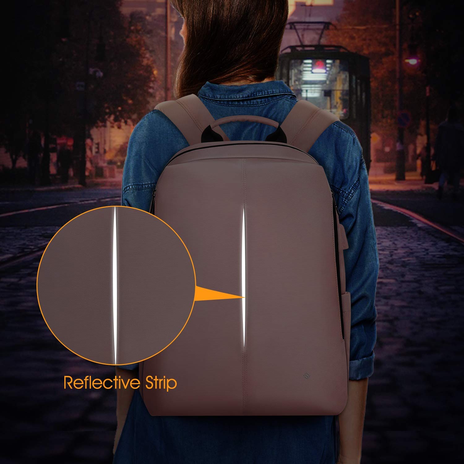FINPAC Laptop Backpack, Casual Daypack with USB Port for Travel School Work (Pink)