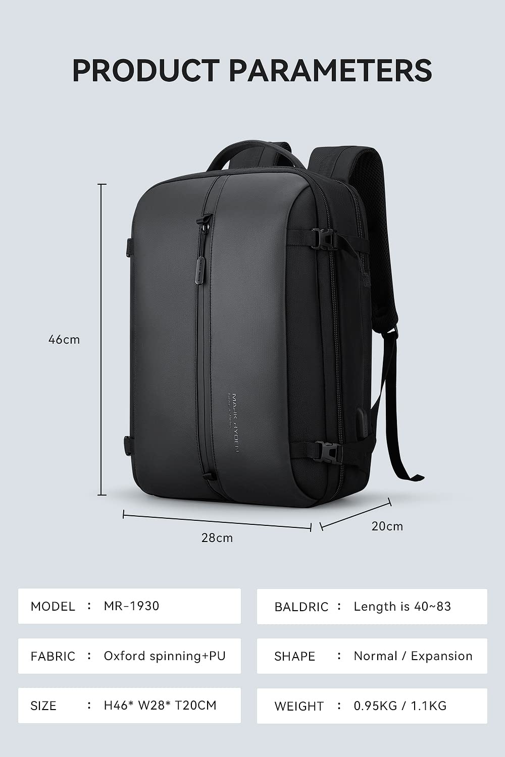 Laptop Backpack, 15.6" Work Backpack Travel Backpack Waterproof with USB Charging Port, 15.6" Laptop Business Backpack, 25L Men's Women's Travel Gift, Black