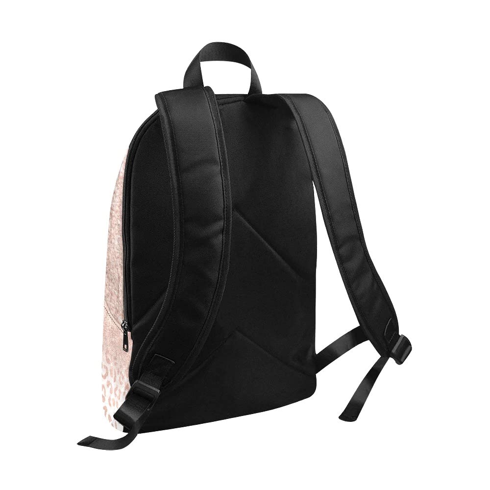 Liveweike Rose Gold Glitter Leopard Personalized Casual Backpack,Custom College School Bag with Name Travel Laptop 17 Inch For Girl
