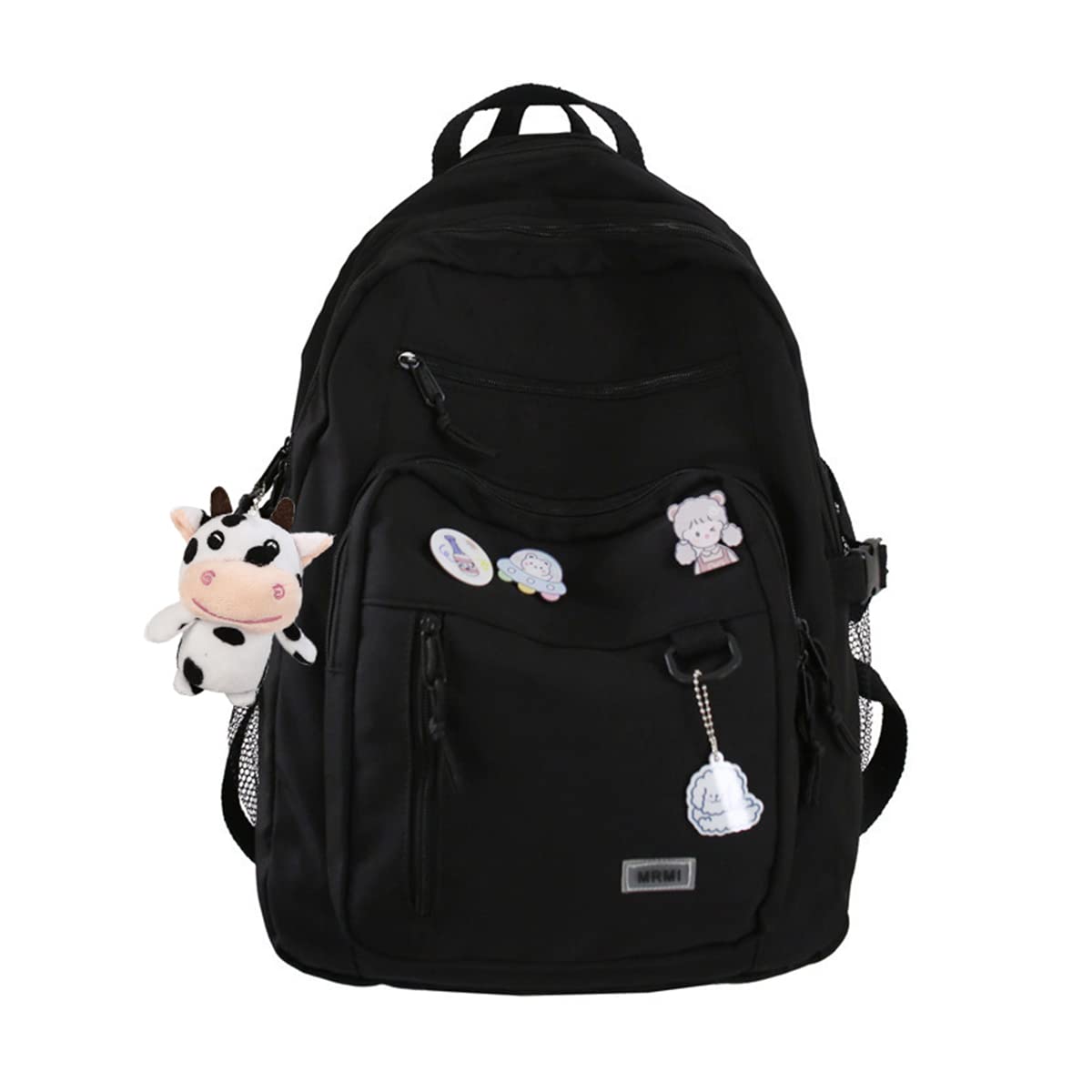 SPORTBANG Cute Aesthetic Backpack for teen girls middle school Bag Student Laptop White Backpacks With Cute pin accessories(Black, One Size)