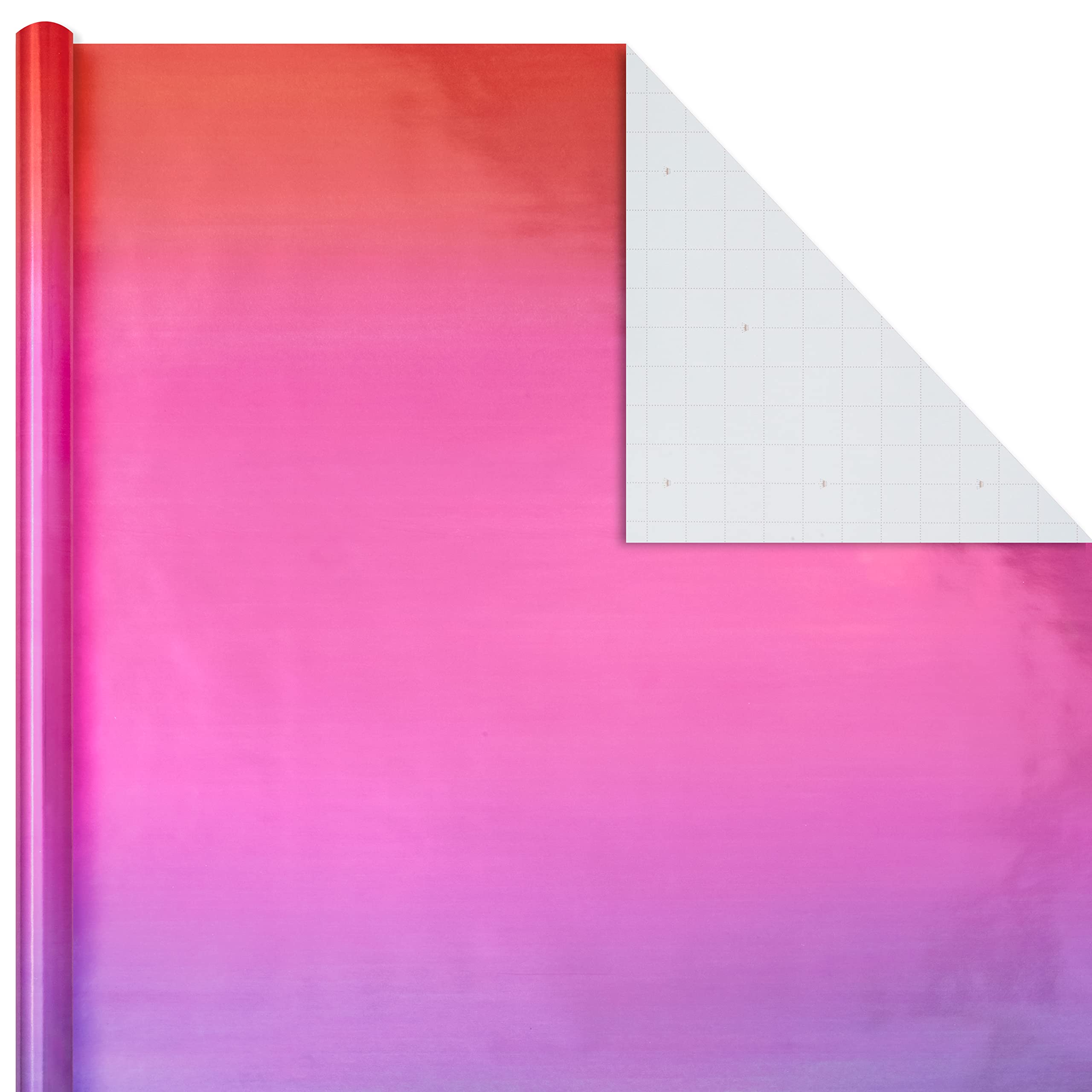 Hallmark Ombre Foil Wrapping Paper with Cut Lines on Reverse (3 Rolls: 60 sq. ft. ttl) Blue & Green, Silver & Gold, Red & Purple