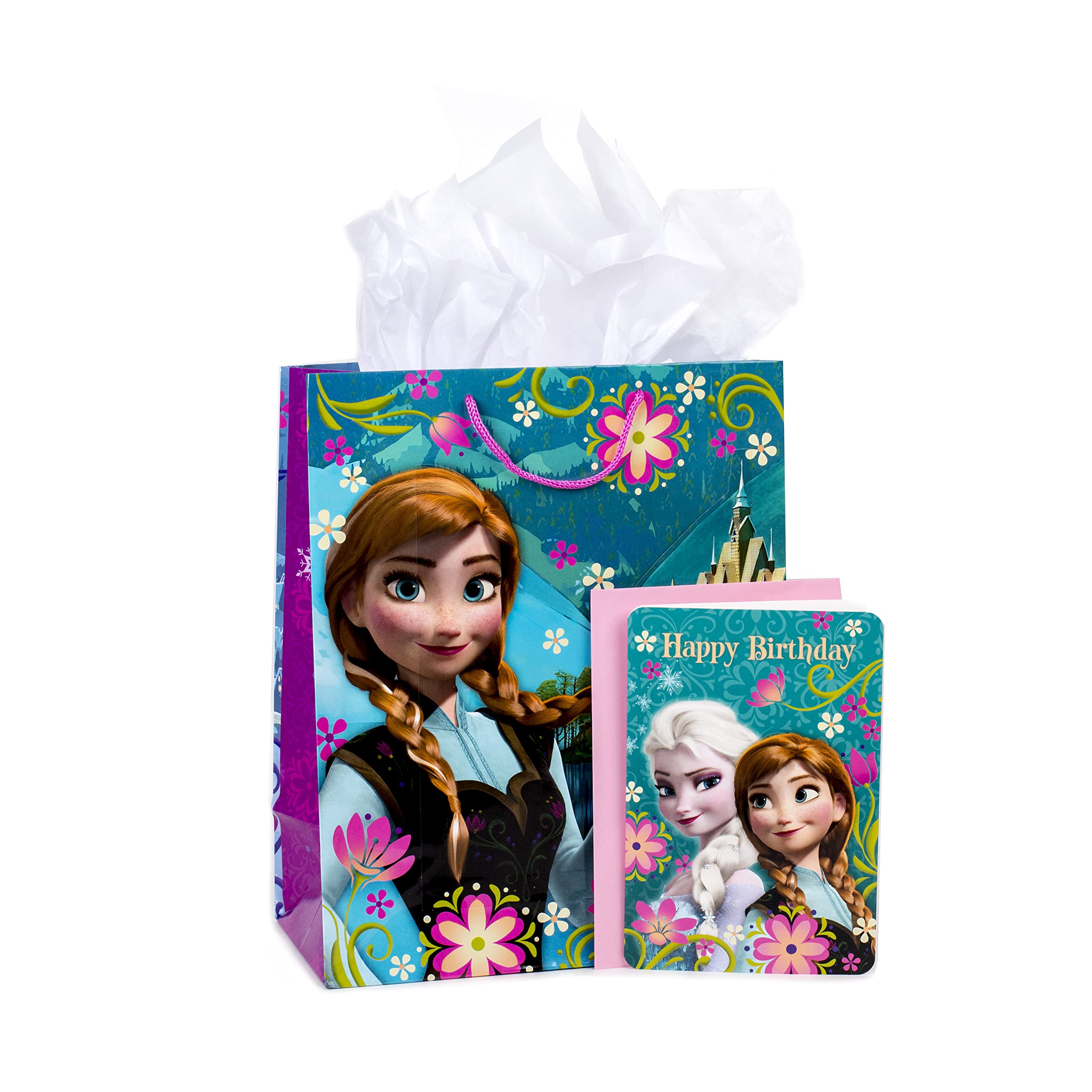 Hallmark 13" Large Frozen Gift Bag with Birthday Card and Tissue Paper (Anna and Elsa)