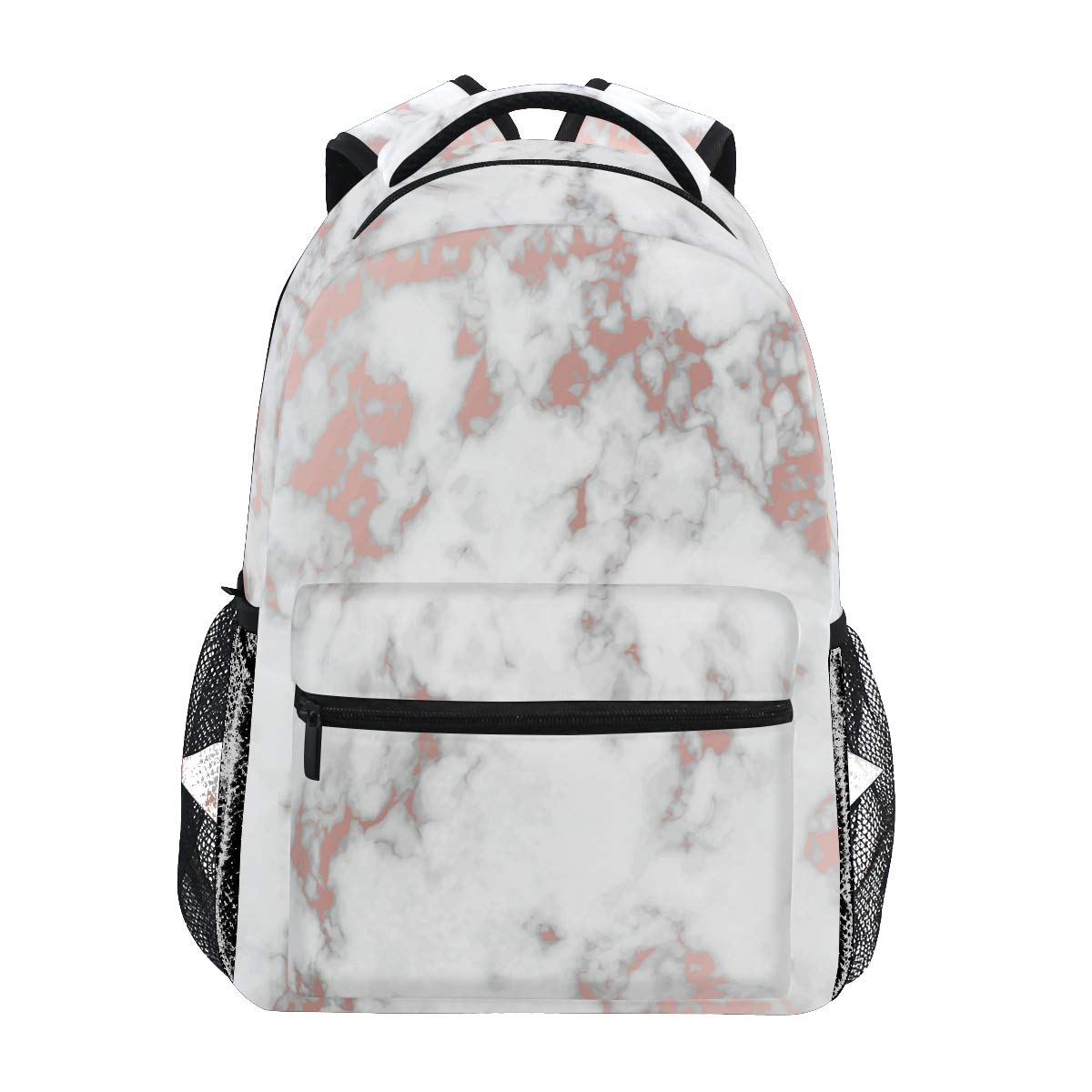 Cute Rose Golden Marble Girls Backpacks for Elementary School Bookbag 3rd 4th 5th Grade One Size