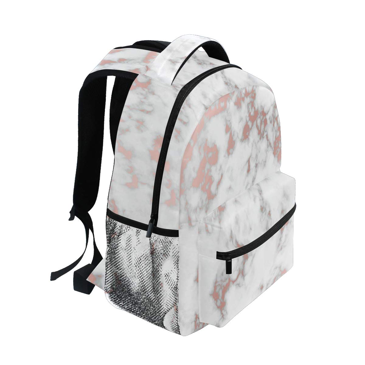 Cute Rose Golden Marble Girls Backpacks for Elementary School Bookbag 3rd 4th 5th Grade One Size
