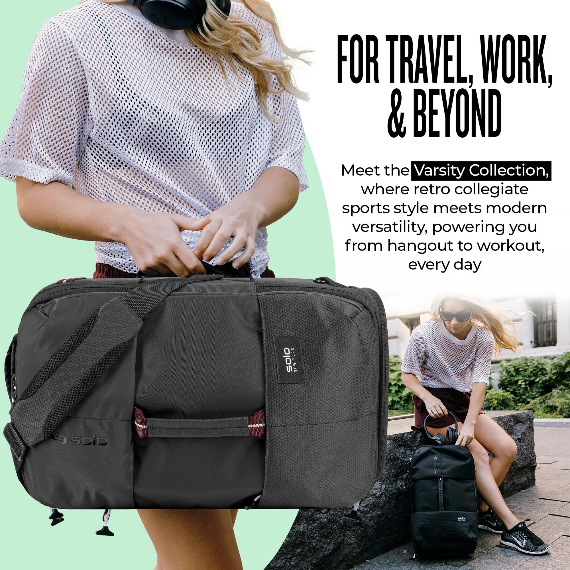 Solo All- Star Hybrid Backpack Duffel Bag, Black, One Size