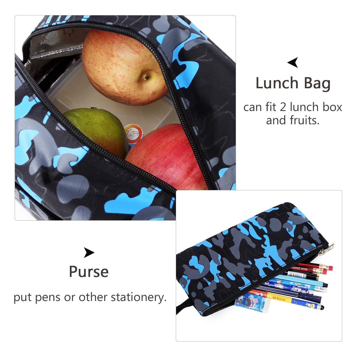 Goldwheat School Backpack for Boys Cool Camouflage Bookbags with Lunch Box Pencil Case 3pcs for Middle School