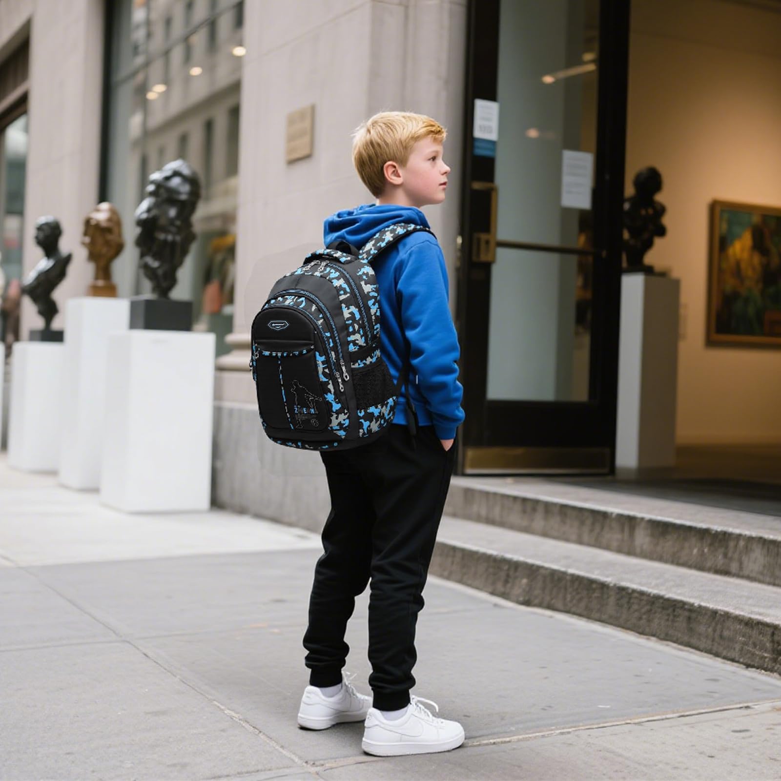 Goldwheat School Backpack for Boys Cool Camouflage Bookbags with Lunch Box Pencil Case 3pcs for Middle School
