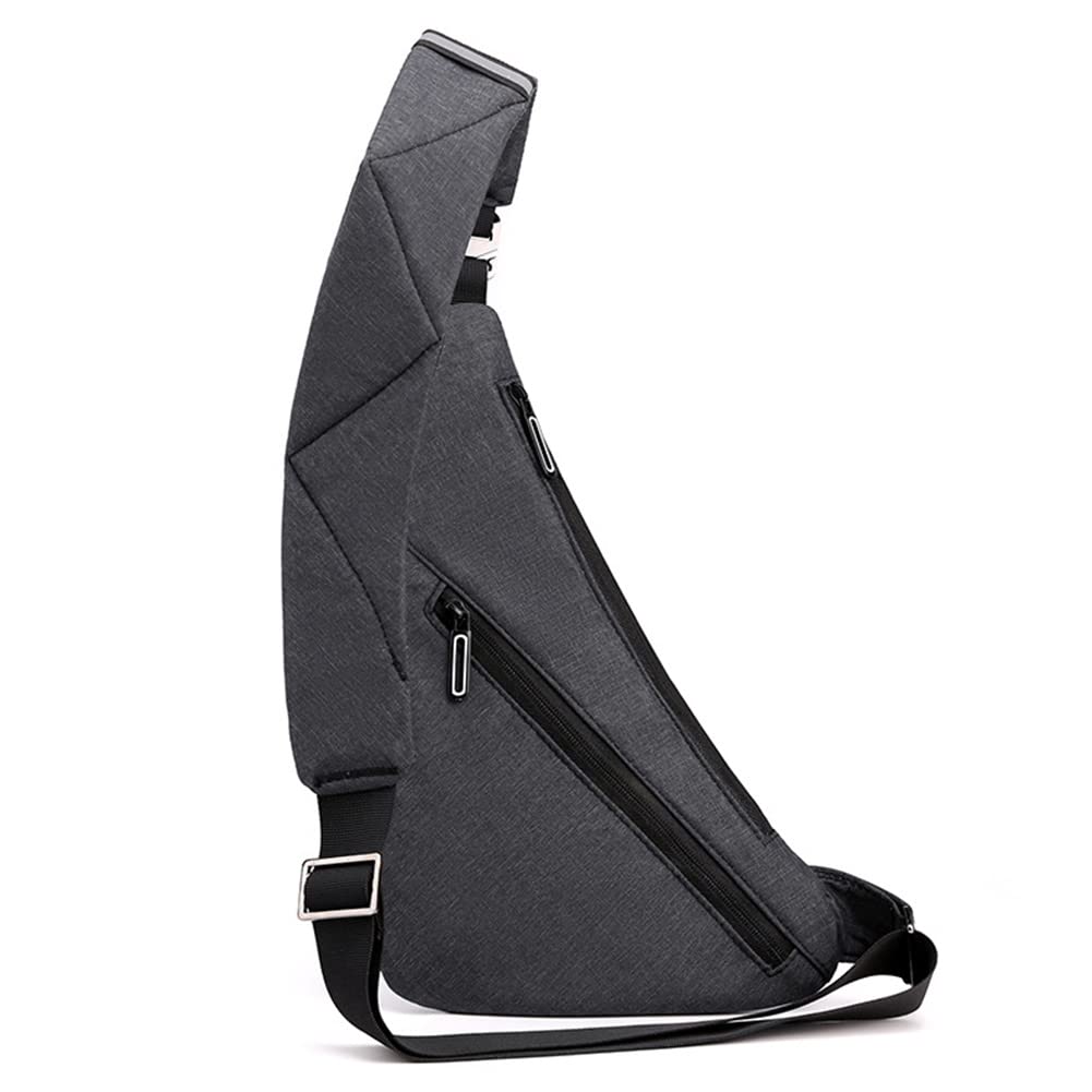 chinatera Sling Backpack for Men Crossbody Chest Bag Hiking Travel Running Sling Shoulder Bags with Headphone Hole (Black)