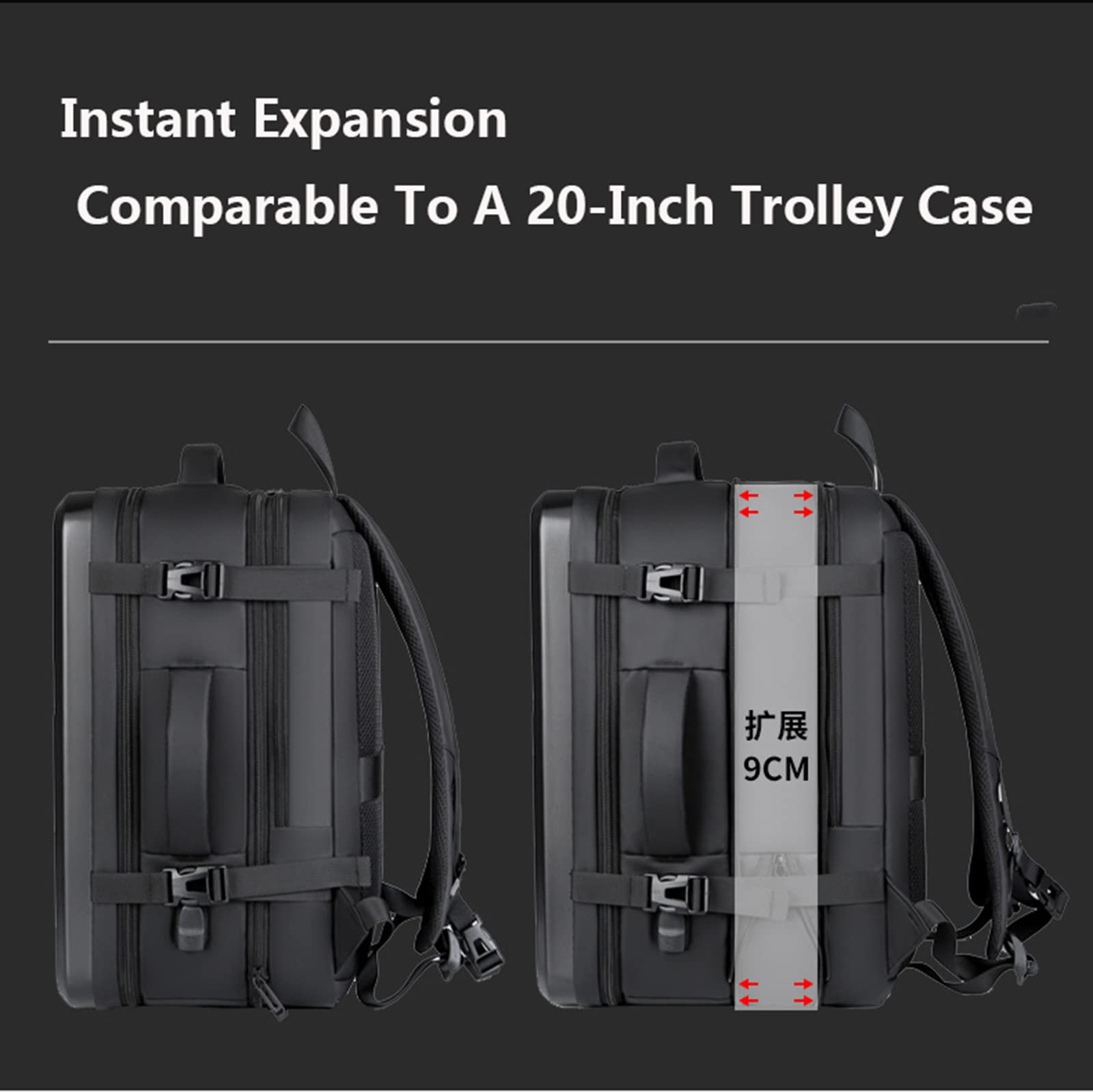 Elsegeod Hard Shell Gaming Backpack for Men,Anti Theft Waterproof Computer Bag with USB Port & Wet Pocket,Expandable Business Travel Carry On Luggage Backpack fit 15.6/16/17Inch Laptop ,silver
