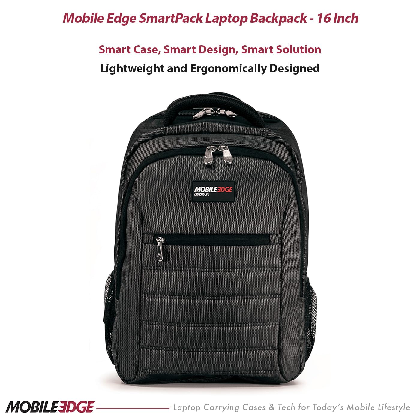 Mobile Edge Charcoal SmartPack 16 Inch Laptop Backpack with Separate Padded Tablet Pocket, Lightweight Design for Men, Women, Students MEBPSP5