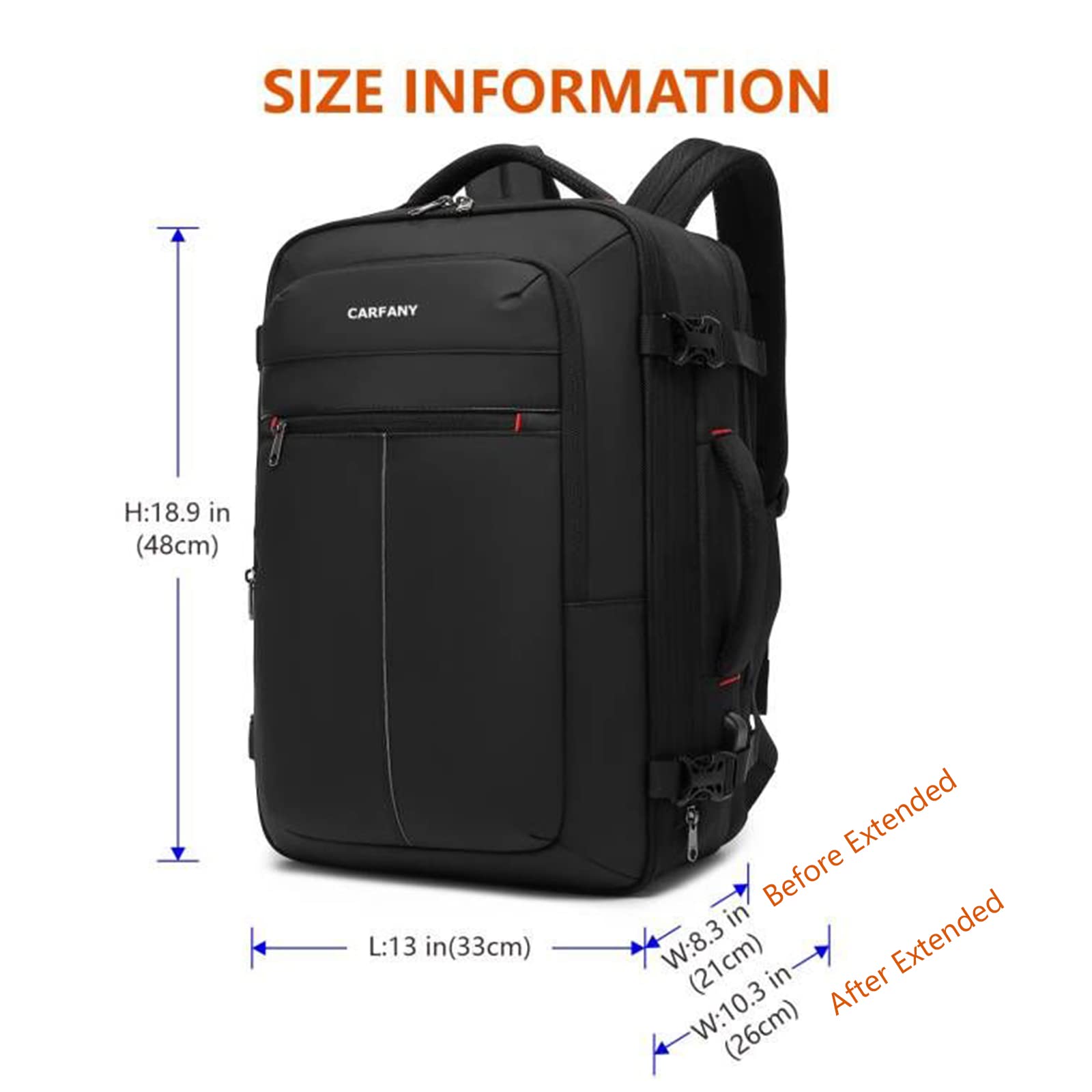 Travel Backpack 17.3 Inch Laptop Backpack Flight Approved Expandable Carry On Backpack Weekender Duffel Bag