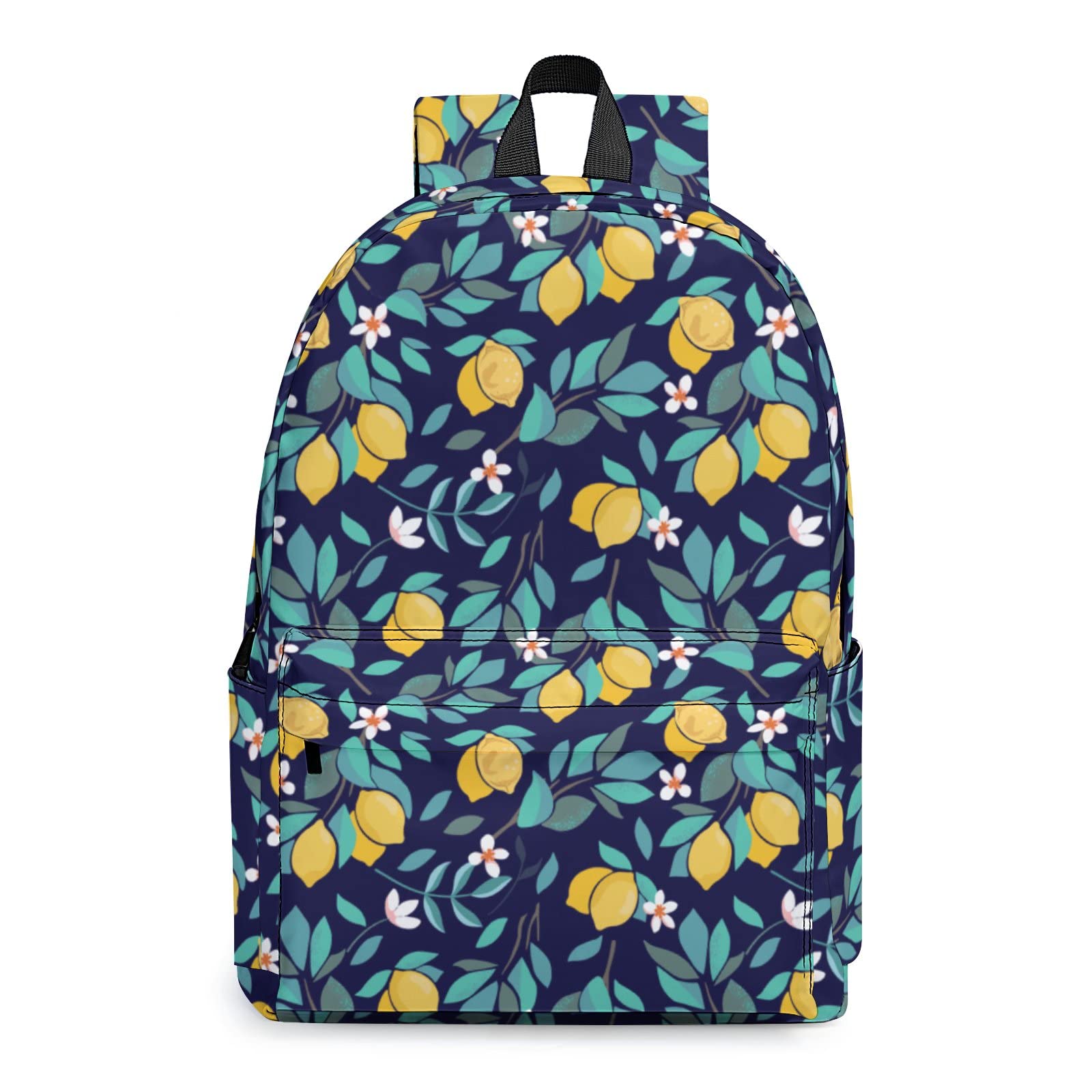 Classic Lemon School Backpack for Teens Girls Students, 17 Inch Lightweight Middle School Bookbags, Casual Daypack with 15 Inch Laptop Compartment for College, Office or Travel, Black