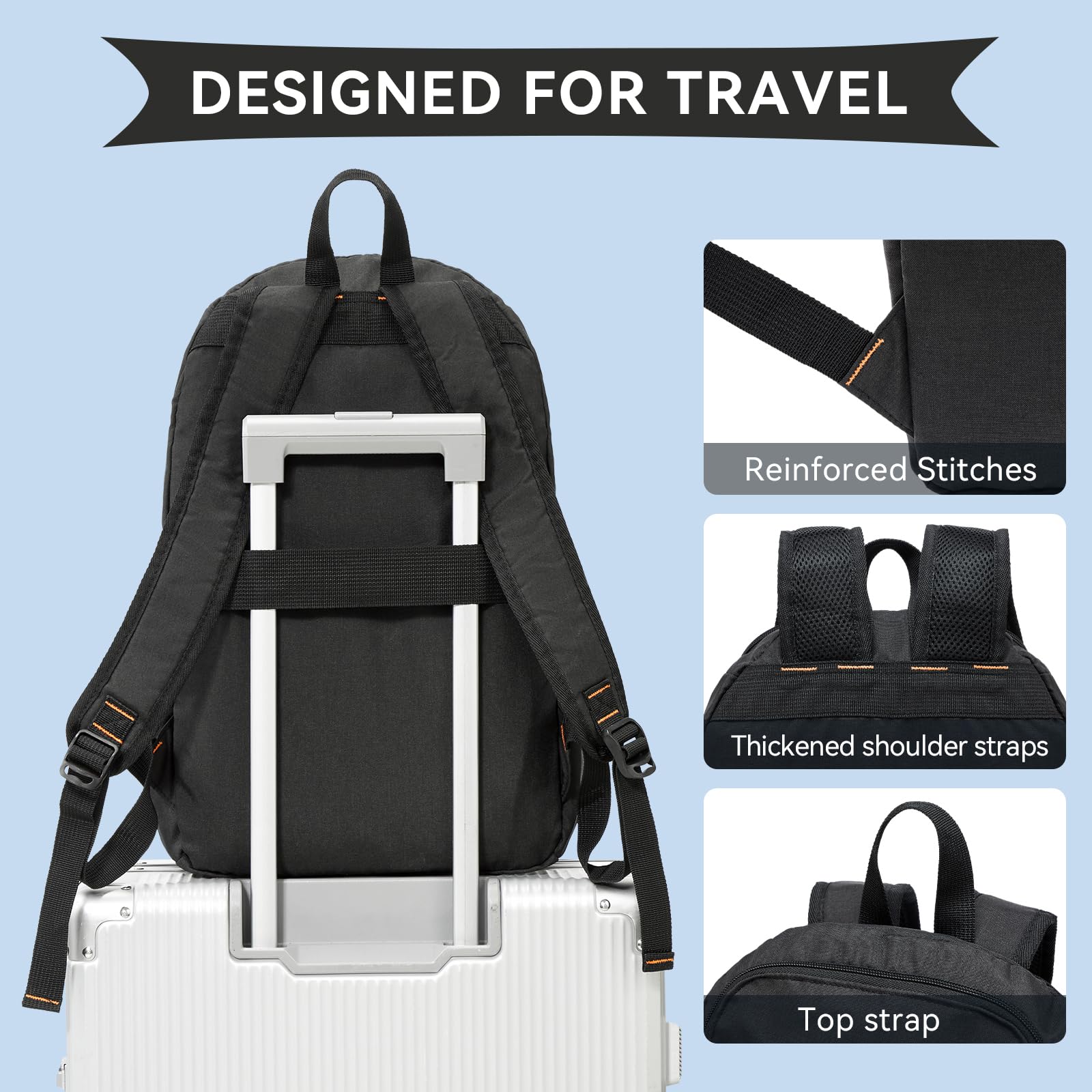 OMOUBOI Laptop Backpack for Women, 14 Inch Waterproof Kids School Bag Travel - Black