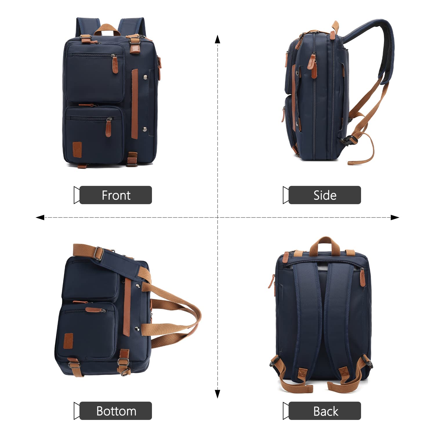 PETITE SIMONE 3 in 1 Laptop Bag 17.3 Inch Men's Work Bag Business Handbags Briefcase Backpack,Computer Bag,Messenger Bag For Men Women, Navy Blue