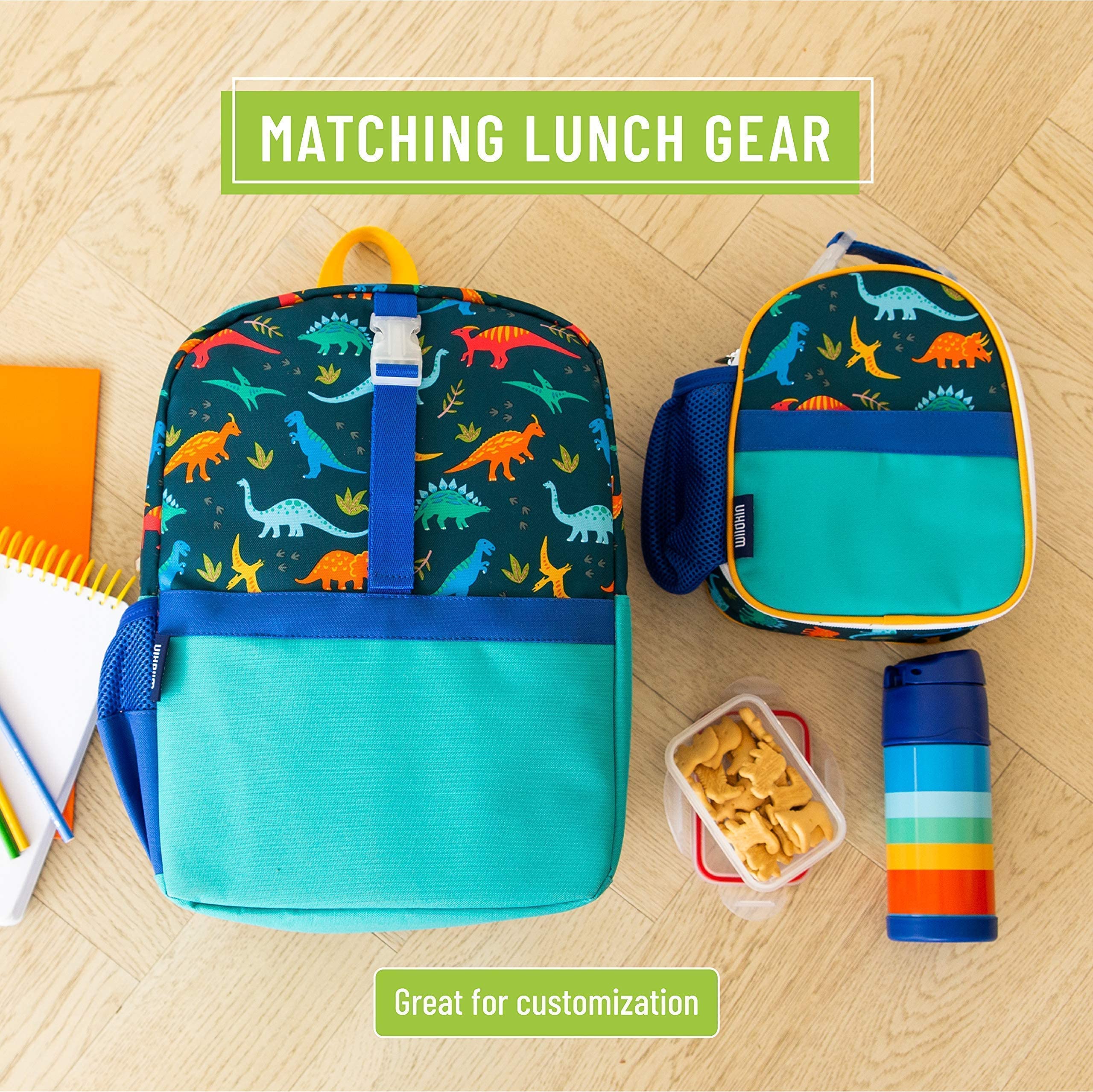 Wildkin Pack-it-All Backpack Bundle with Clip-in Lunch Box (Jurassic Dinosaurs)