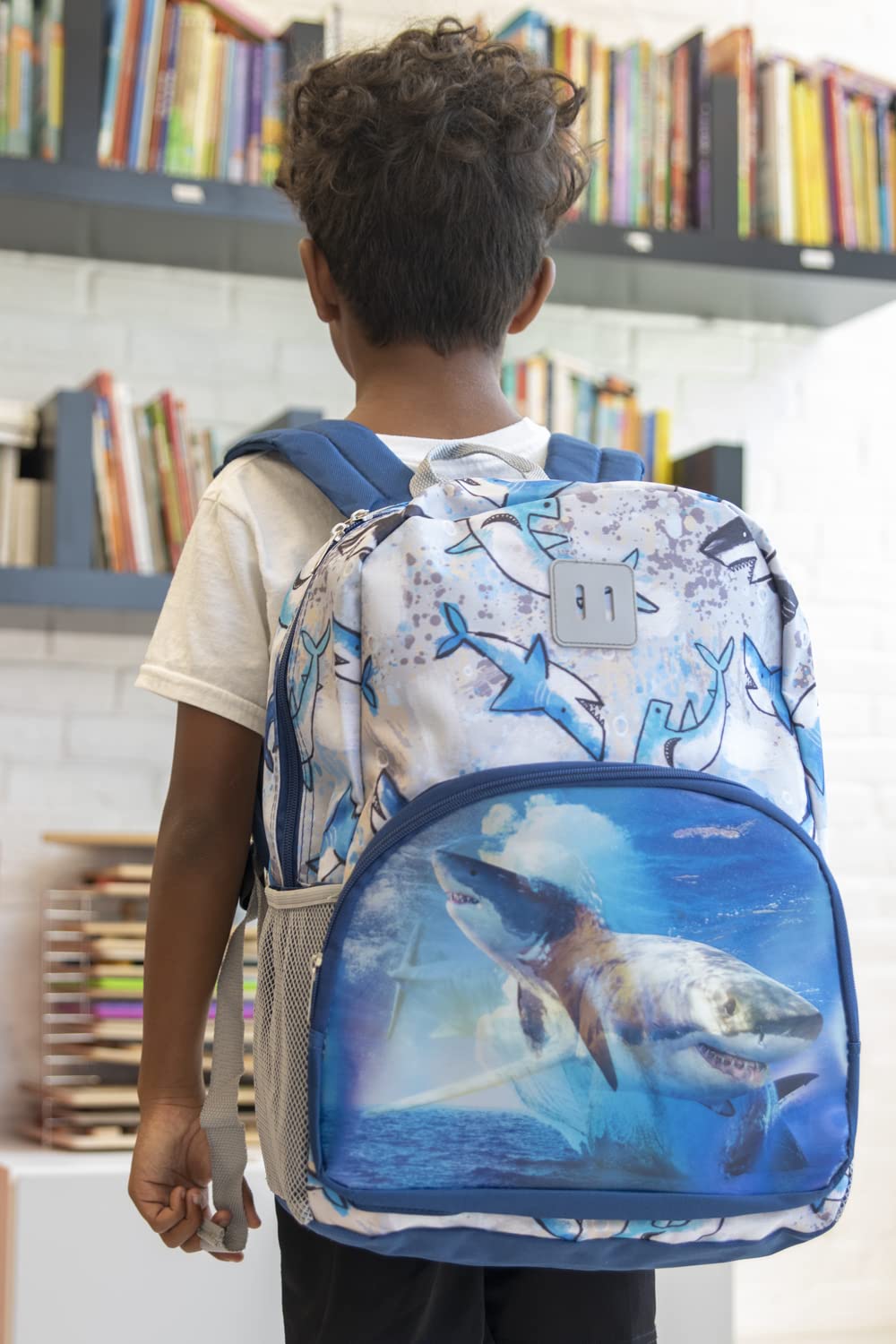 Picture Changing Lenticular Dinosaur Backpack for Boys β Elementary and Middle School Hologram Backpack (Sharks)
