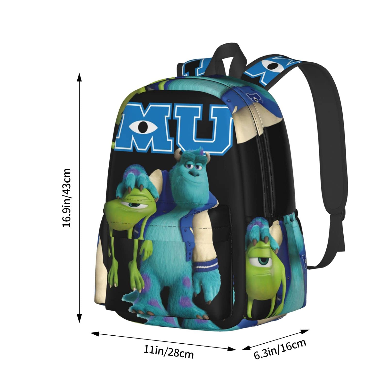 MAIMATIEKE Anime Monsters, Inc Backpack Colorful Travel Laptop Backpack Business Daypack Adjustable Shoulder Strap Bookbag For Teen Boys And Girls, Black, One Size