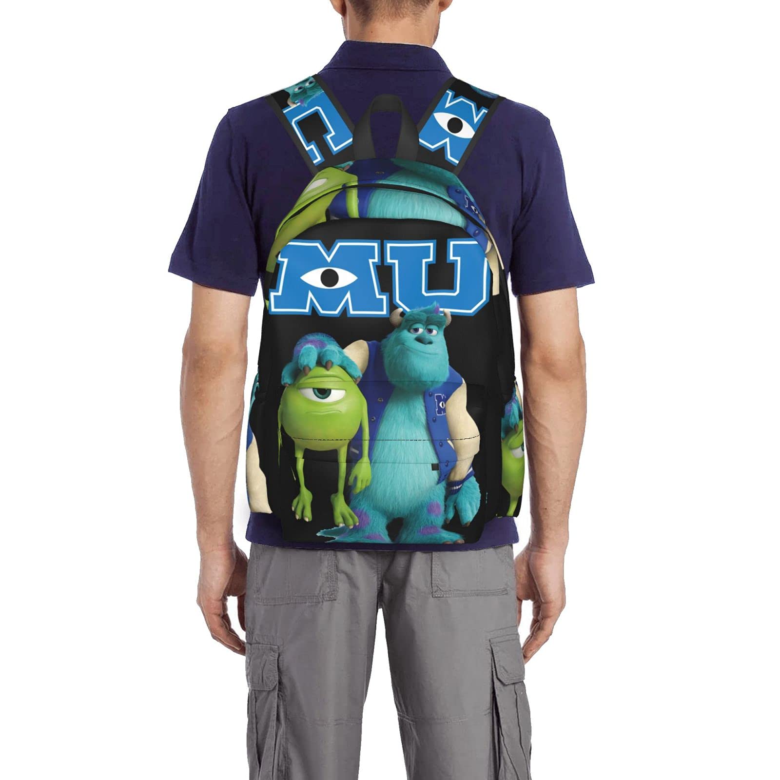 MAIMATIEKE Anime Monsters, Inc Backpack Colorful Travel Laptop Backpack Business Daypack Adjustable Shoulder Strap Bookbag For Teen Boys And Girls, Black, One Size