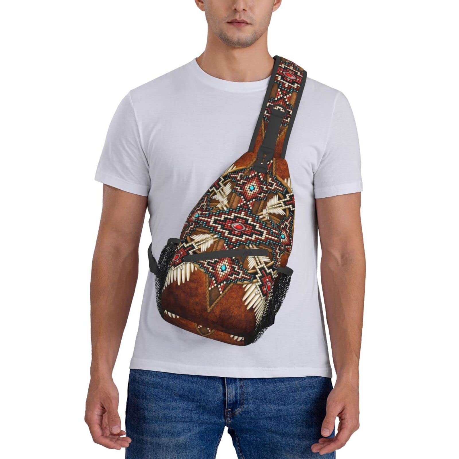 Cute Native American Sling Bag Crossbody Chest Daypack Casual Backpack American Indian Shoulder Bags for Women Men