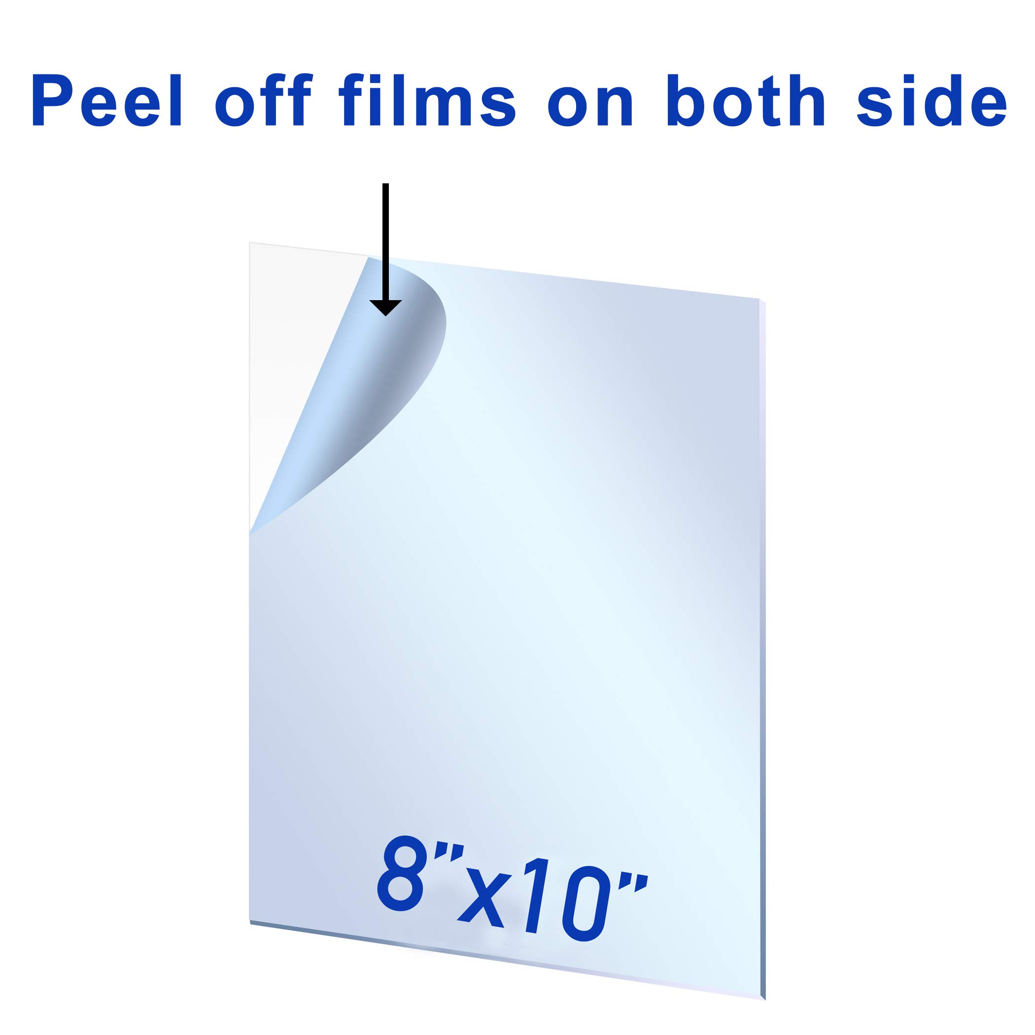5 Pack of 8x10” PET Sheet/Plexiglass Panels 0.04” Thick; Use for Crafting Projects, Picture Frames, Cricut Cutting and More; Protective Film to Ensure Scratch and Damage Free Sheets