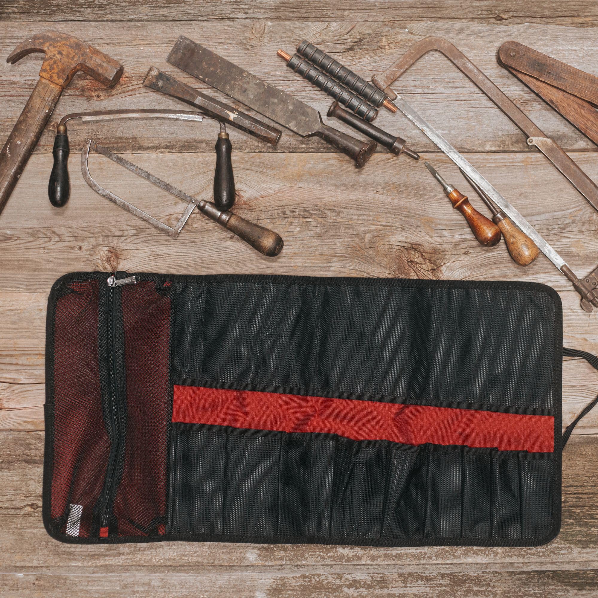WOLVERINE 28" 16 Pocket Utility Roll | Durable Nailhead Nylon, Adjustable Straps, and Versatile Pockets for On-The-Go Tool Organization