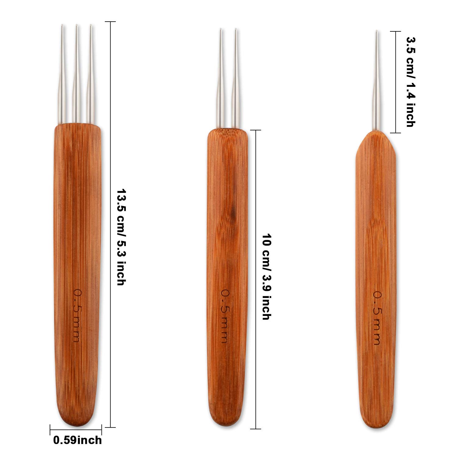 Sunshane 6 Pieces Dreadlock Crochet Hook 0.5mm 0.75 mm Needle Weaving Crochet, Include 1 Hook, 2 Hooks, 3 Hooks for Braid Craft