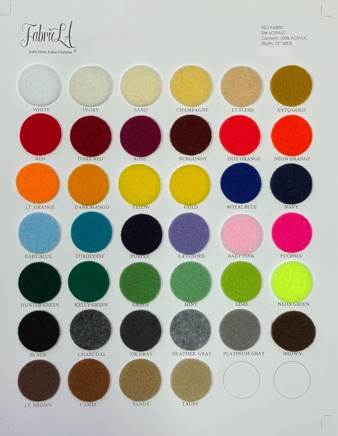 FabricLA Acrylic Felt Fabric - 72" Inch Wide 1.6mm Thick Non-Stiff Felt by The Yard - Use Felt Sheets for Sewing, Cushion, Padding, DIY Arts & Crafts - Black Fabric, 1 Yard