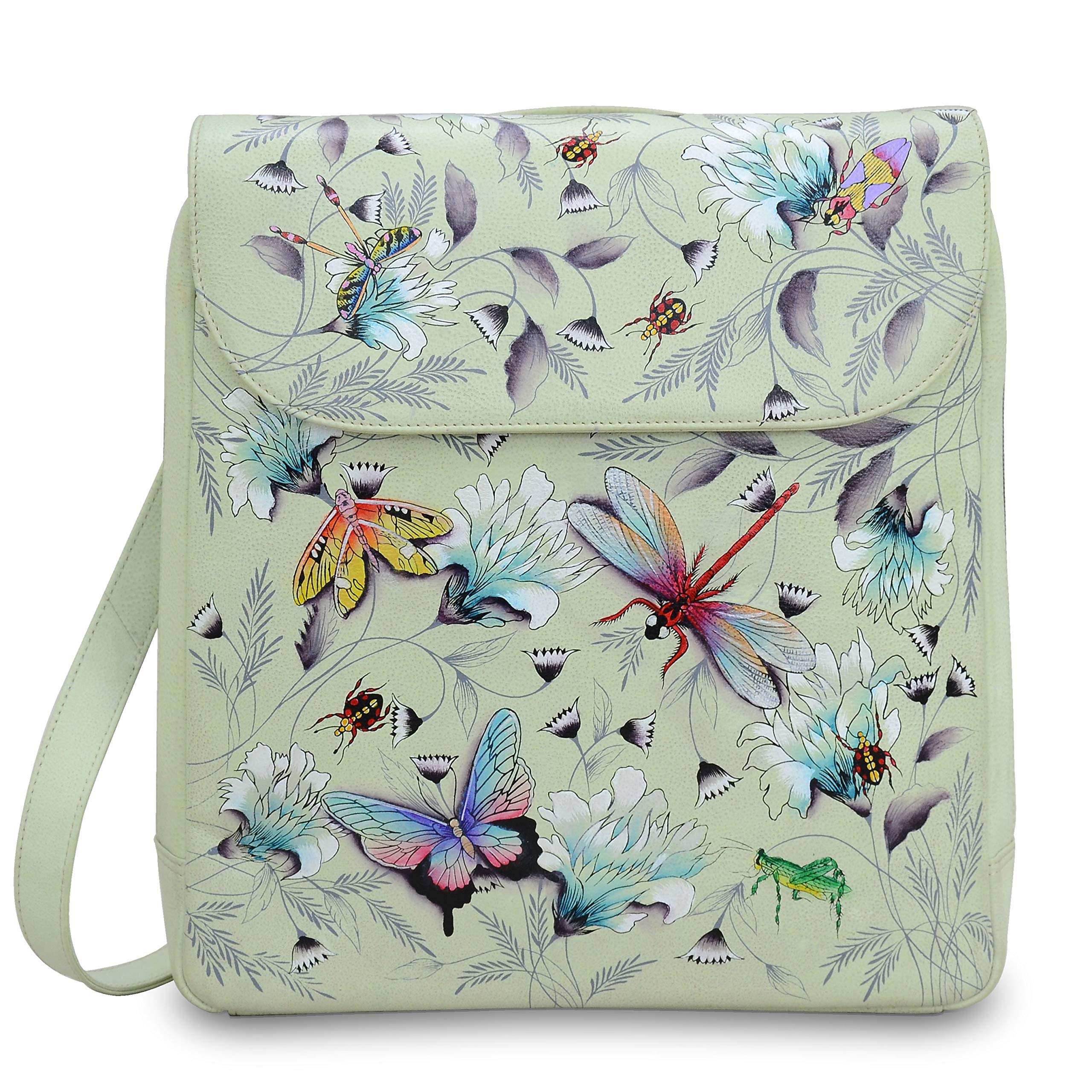 Anuschka Women's Genuine Leather Large Convertible Flap Backpack - Hand Painted Original Artwork - Cleopatra's Leopard