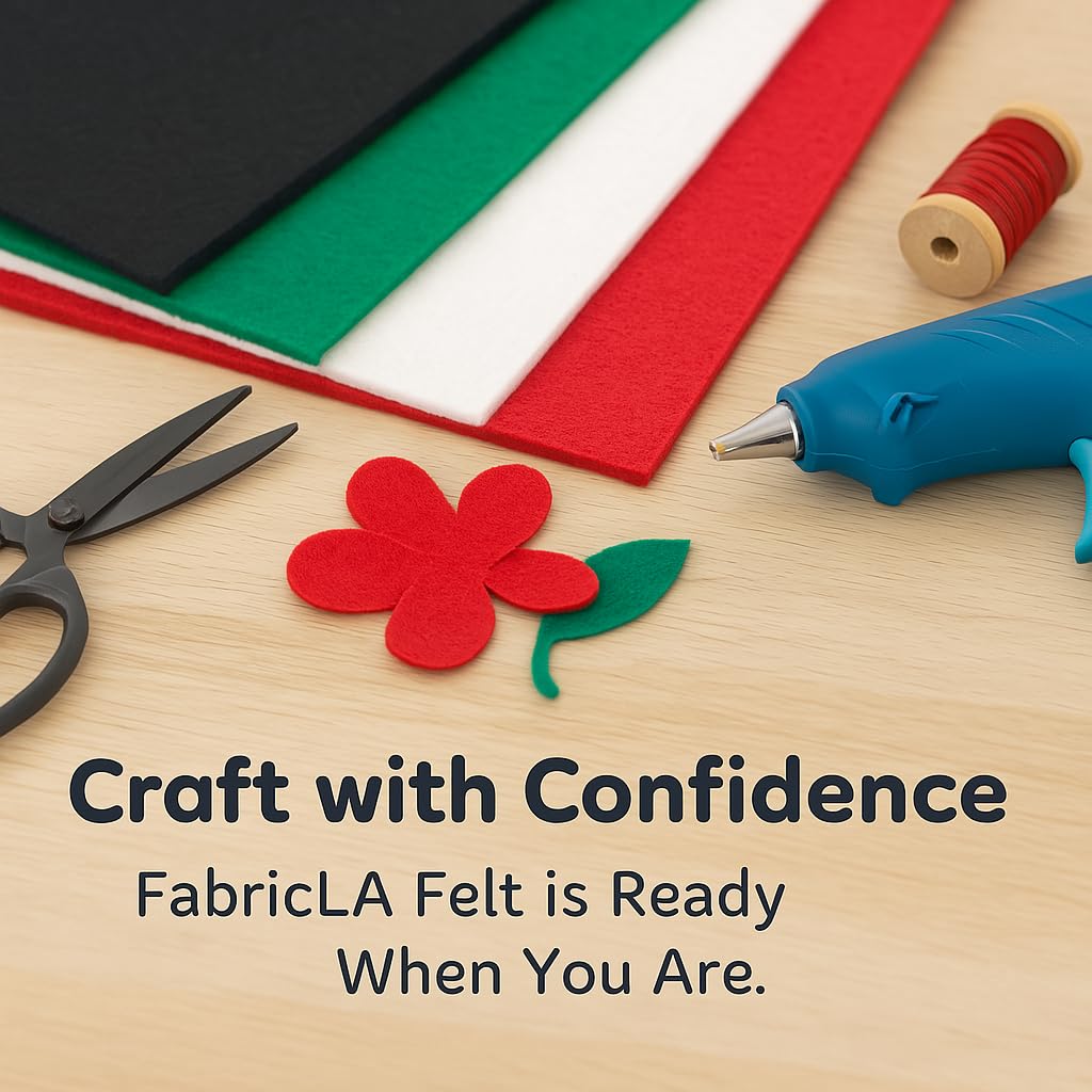 FabricLA Acrylic Felt Fabric - 72" Inch Wide 1.6mm Thick Non-Stiff Felt by The Yard - Use Felt Sheets for Sewing, Cushion, Padding, DIY Arts & Crafts - Black Fabric, 1 Yard