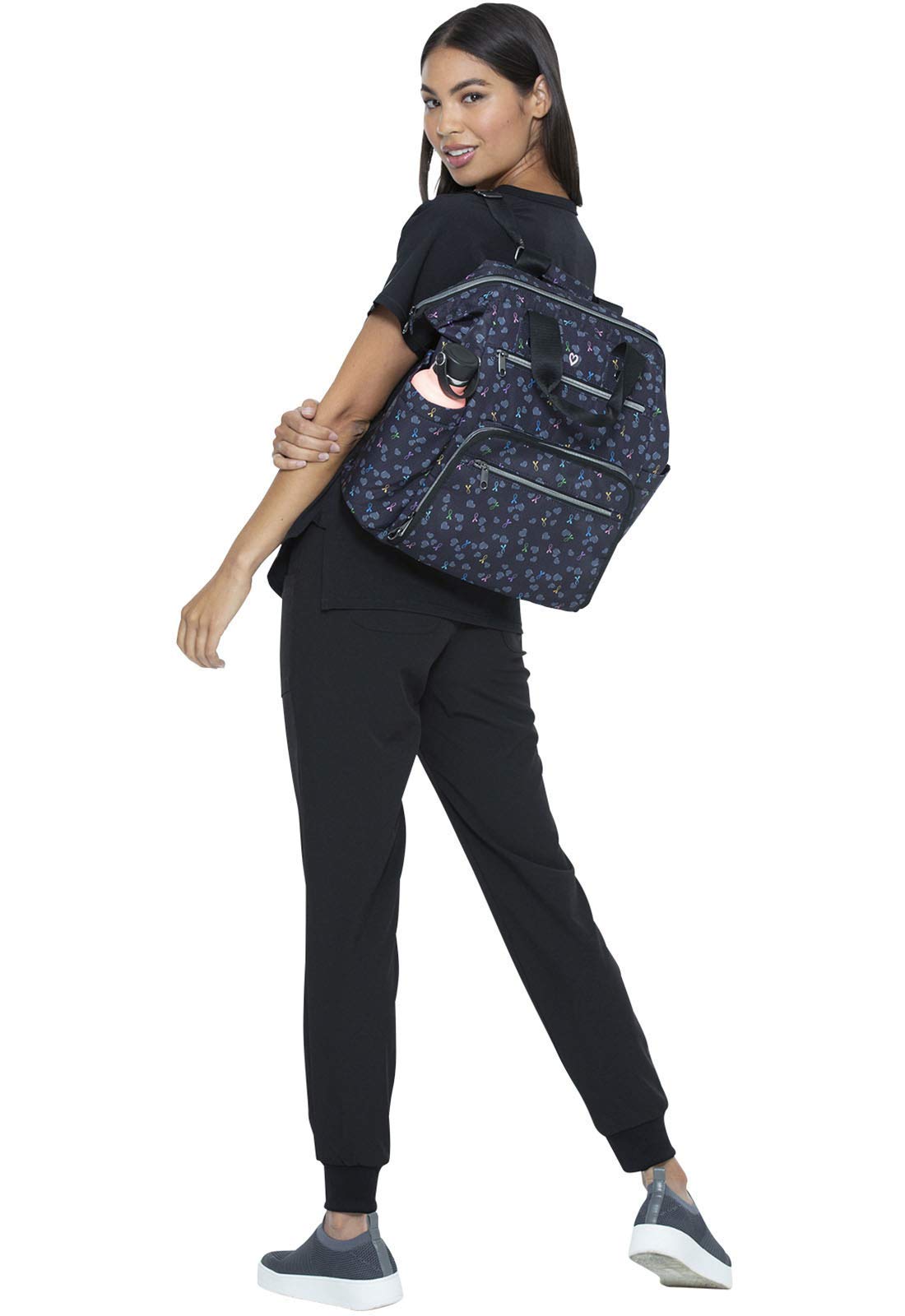 HeartSoul Women's Convertible Bella Backpack, Nurse Backpack for Work, One size, Black All Awareness Ribbon