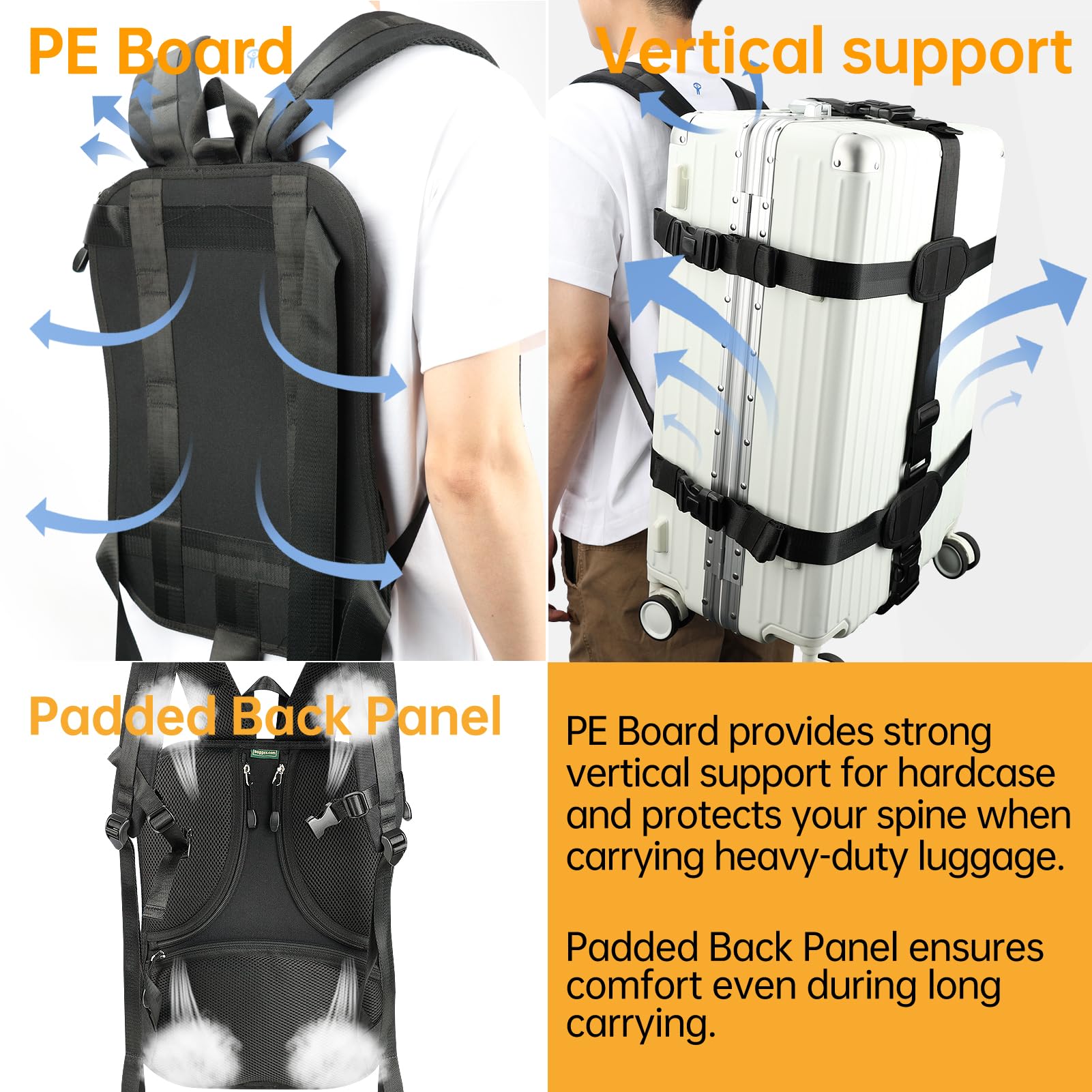 Hardcase/Carry On Trolley Luggage Backpack Conversion System Adjustable Strap