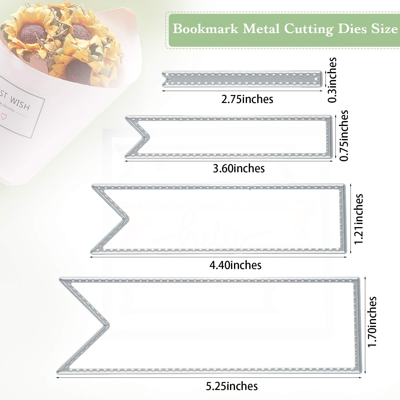Bookmark Metal Cutting Dies DIY Craft Carbon Steel Embossing Template Metal Cutting Dies Metal Stencils Scrapbooking Tool and Thin Banner Cutting Die for Card Scrapbooking DIY (Classic Style)
