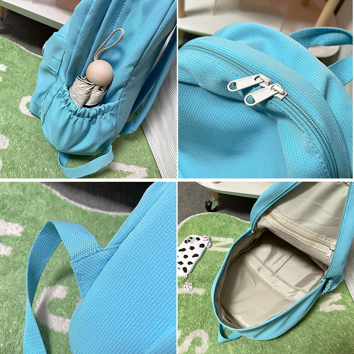 Eagerrich Aesthetic Backpack Cute Kawaii Backpack School Supplies Laptop Bag for Teens Girls Women Students Solid Color