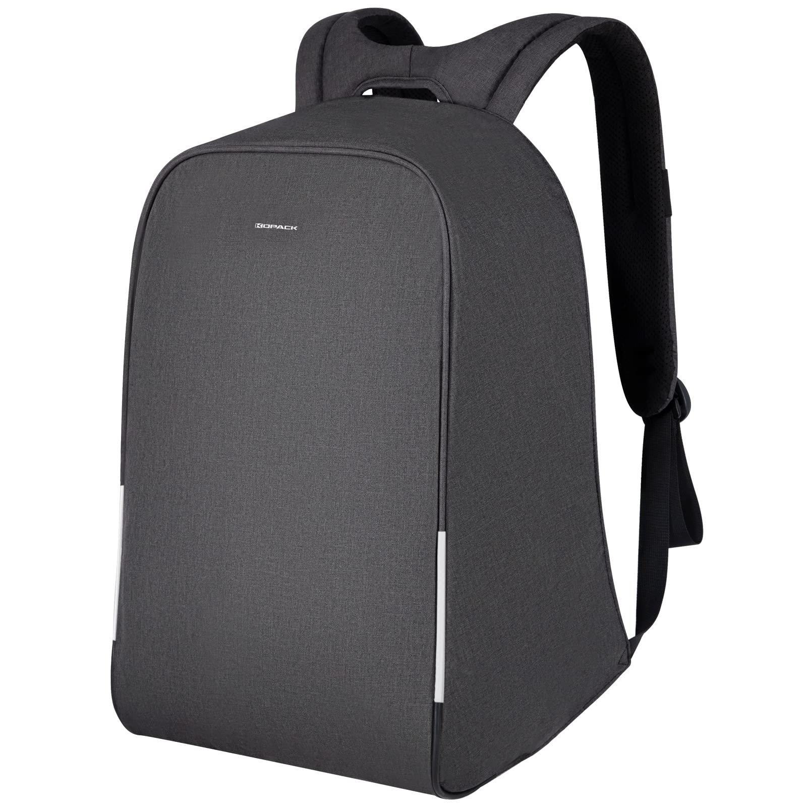 KOPACK Security Backpack, 15.6 Inch Laptop Backpack with Hidden Anti-Theft Zipper and USB Port, Stylish Waterproof Business College Travel Commuter Backpack, with Rain Cover-Grey Black Bag