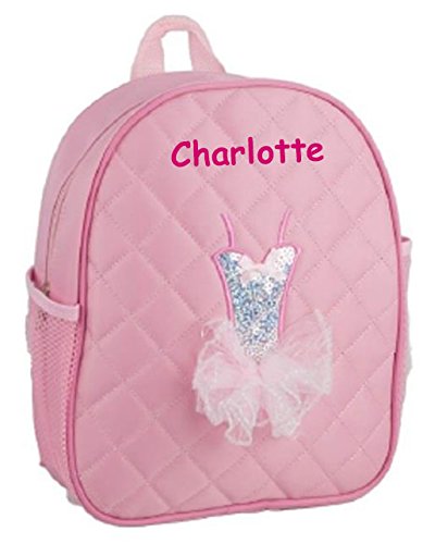 The Trendy Turtle Personalized Quilted Hot Pink Tutu Princess Themed Backpack Ballet Dance Bag with Custom Name