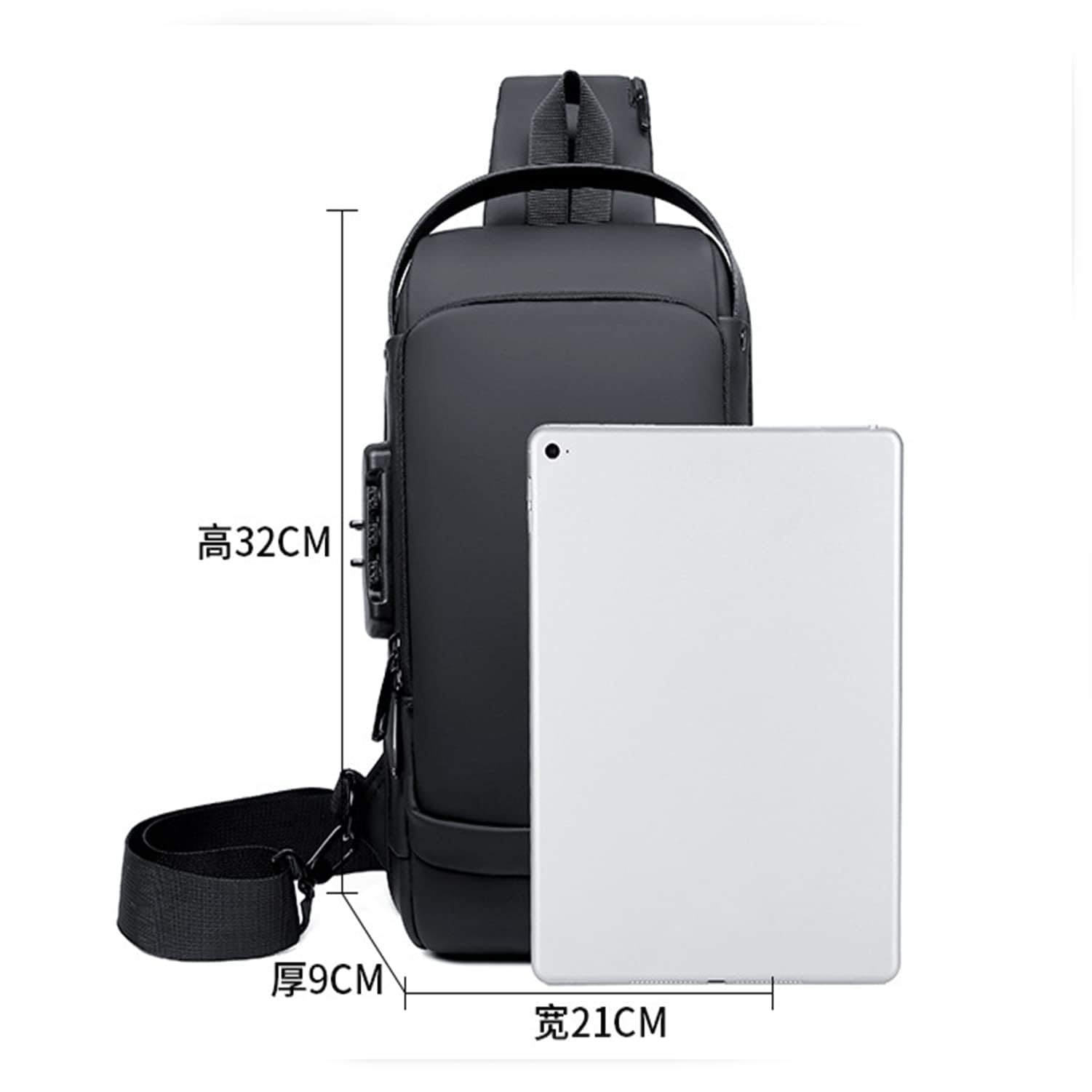 Anti Theft Sling Bag, USB Charge Sport Crossbody Anti-Theft Shoulder Backpack, Anti-Theft Sling Chest Bag (Ash-gold)