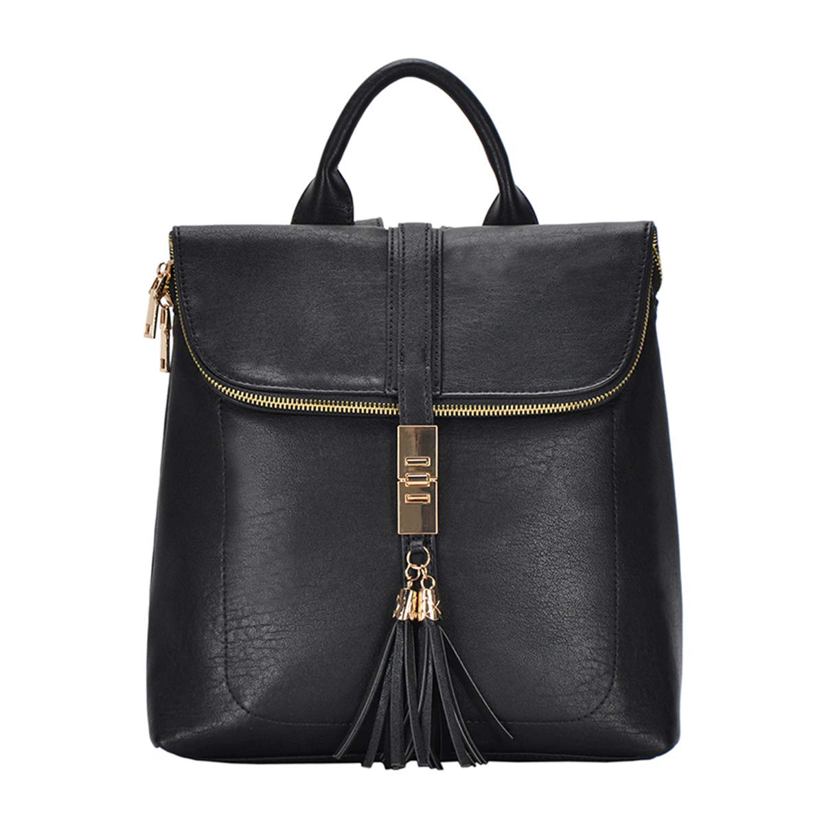Miztique The Diana Backpack Purse for Women, Flap Over Tote Bag, Soft Vegan Leather - Black