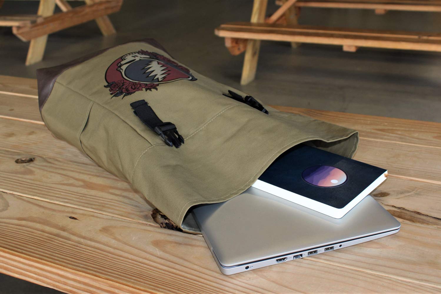 Ripple Junction Grateful Dead Steal Your Face Logo Roll-Top Backpack Officially Licensed