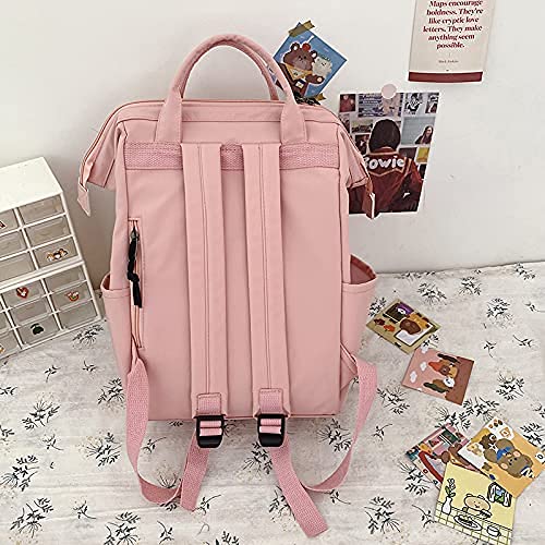 Kawaii Backpack with Kawaii Pin and Accessories Backpack Cute Aesthetic Backpack Cute Kawaii Backpack for School (Pink)