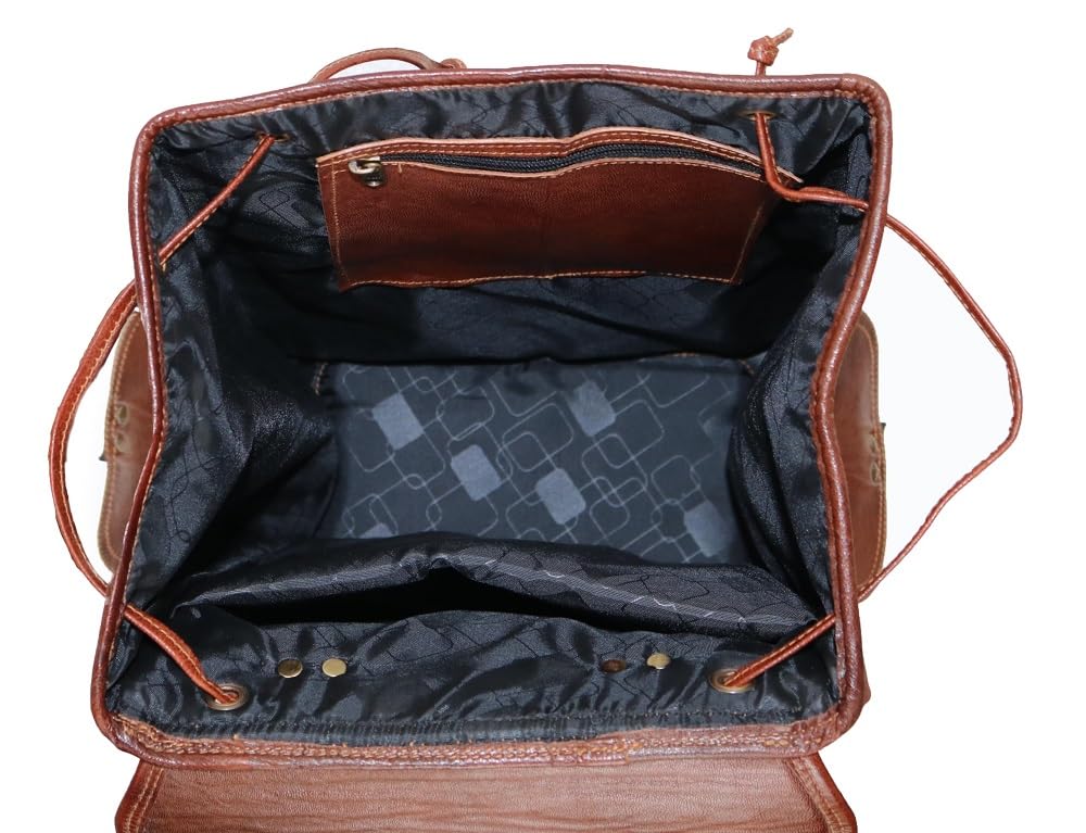 21" Brown Leather Backpack Vintage Rucksack Laptop Bag Water Resistant Casual Daypack College Bookbag Comfortable Lightweight Travel Hiking/picnic For Men