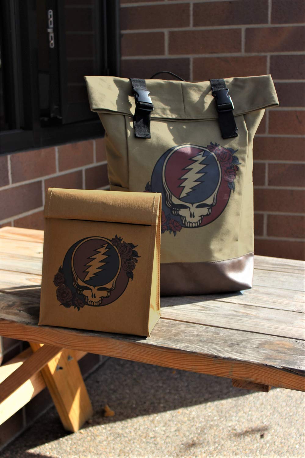 Ripple Junction Grateful Dead Steal Your Face Logo Roll-Top Backpack Officially Licensed