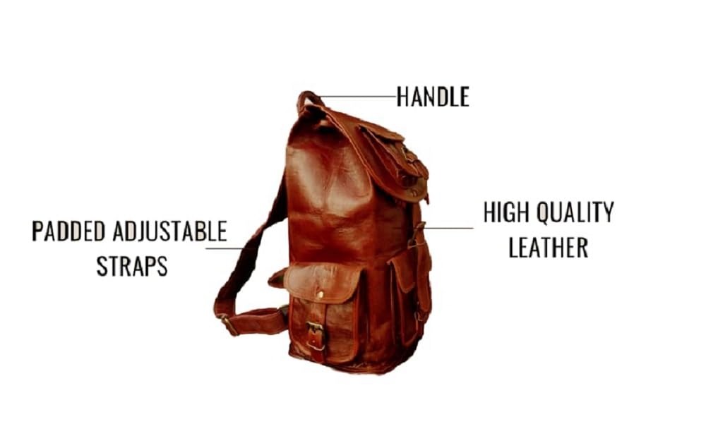 21" Brown Leather Backpack Vintage Rucksack Laptop Bag Water Resistant Casual Daypack College Bookbag Comfortable Lightweight Travel Hiking/picnic For Men