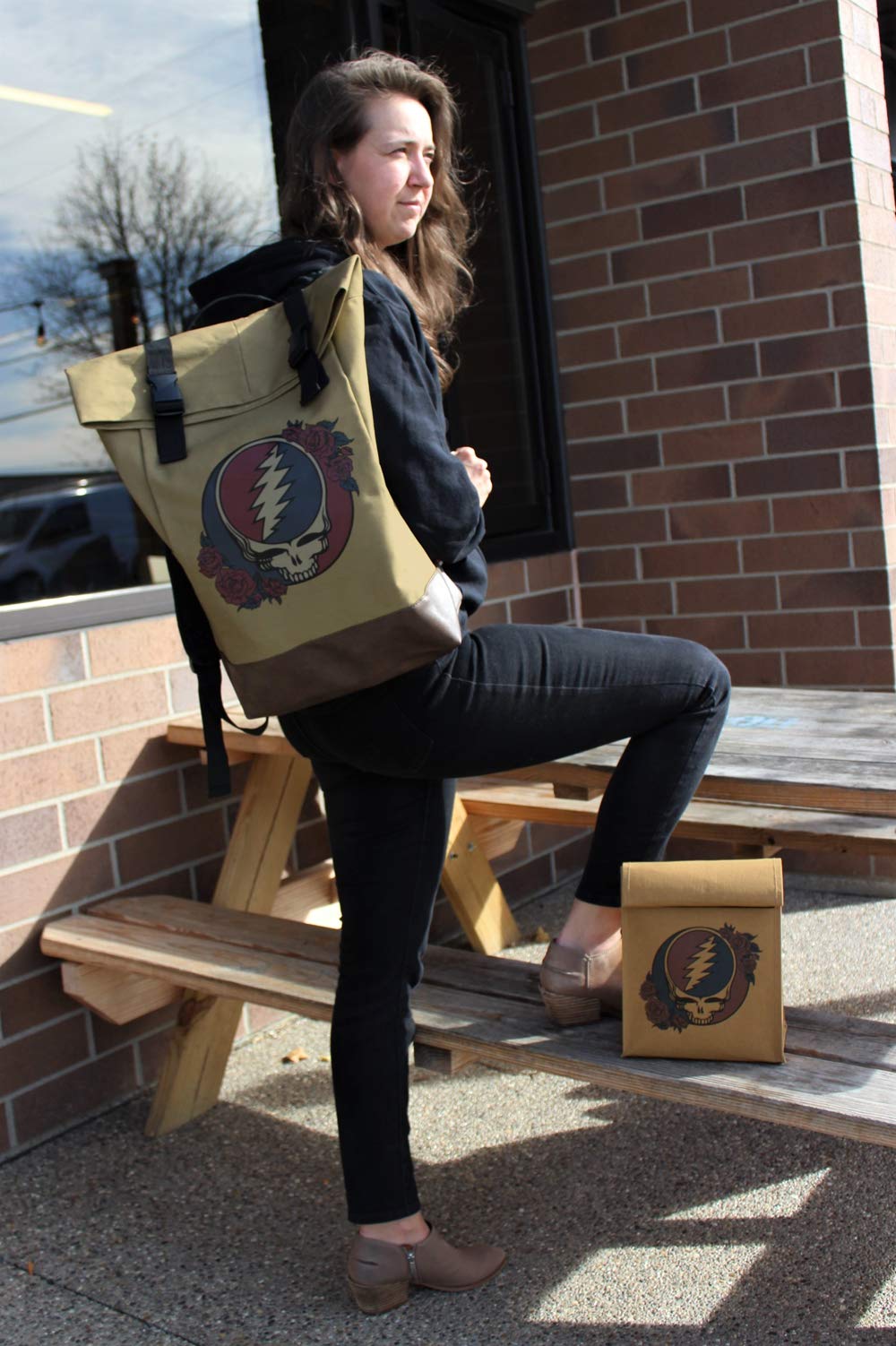 Ripple Junction Grateful Dead Steal Your Face Logo Roll-Top Backpack Officially Licensed