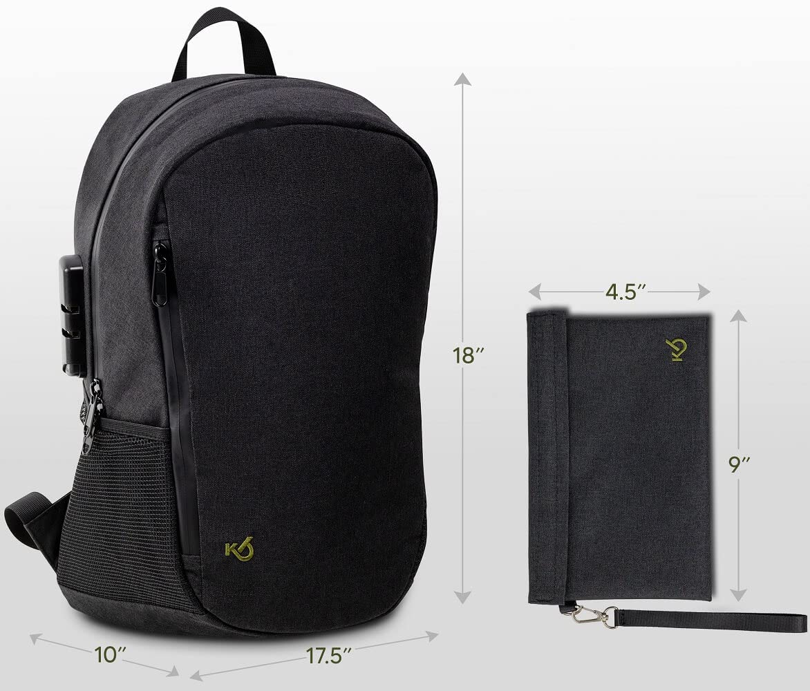 KEEP6 Backpack and Bag Set - Smell Proof with Lock for Men, Women, Kids, includes Minimalist Small Travel Odor Proof Bag, fits iPad and Macbook Air Laptop up to 13.3"