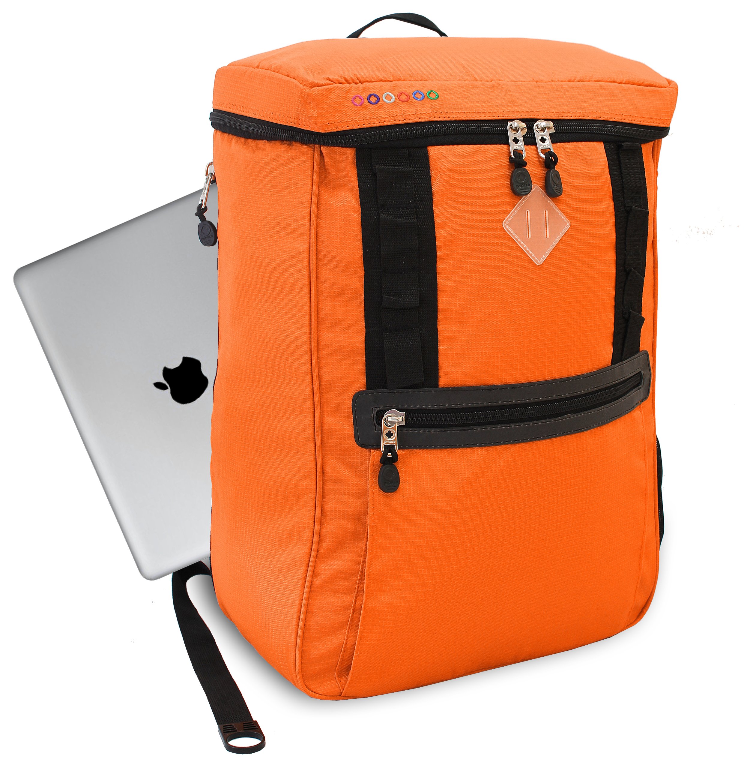 J World New York Rectan Laptop Backpack, Orange, One Size