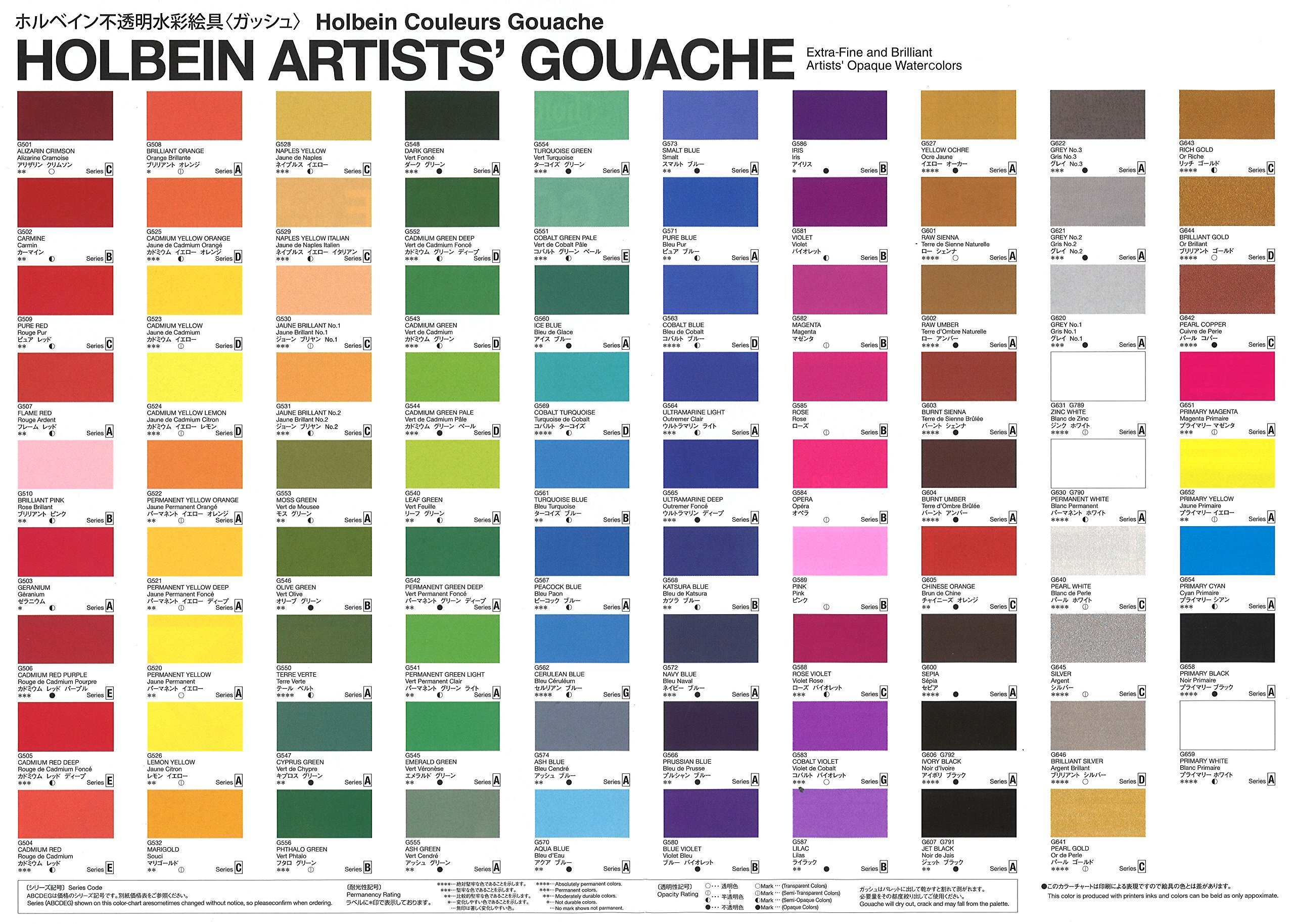 Holbein Artists Gouache Set of 12, G702 ,5ml tubes
