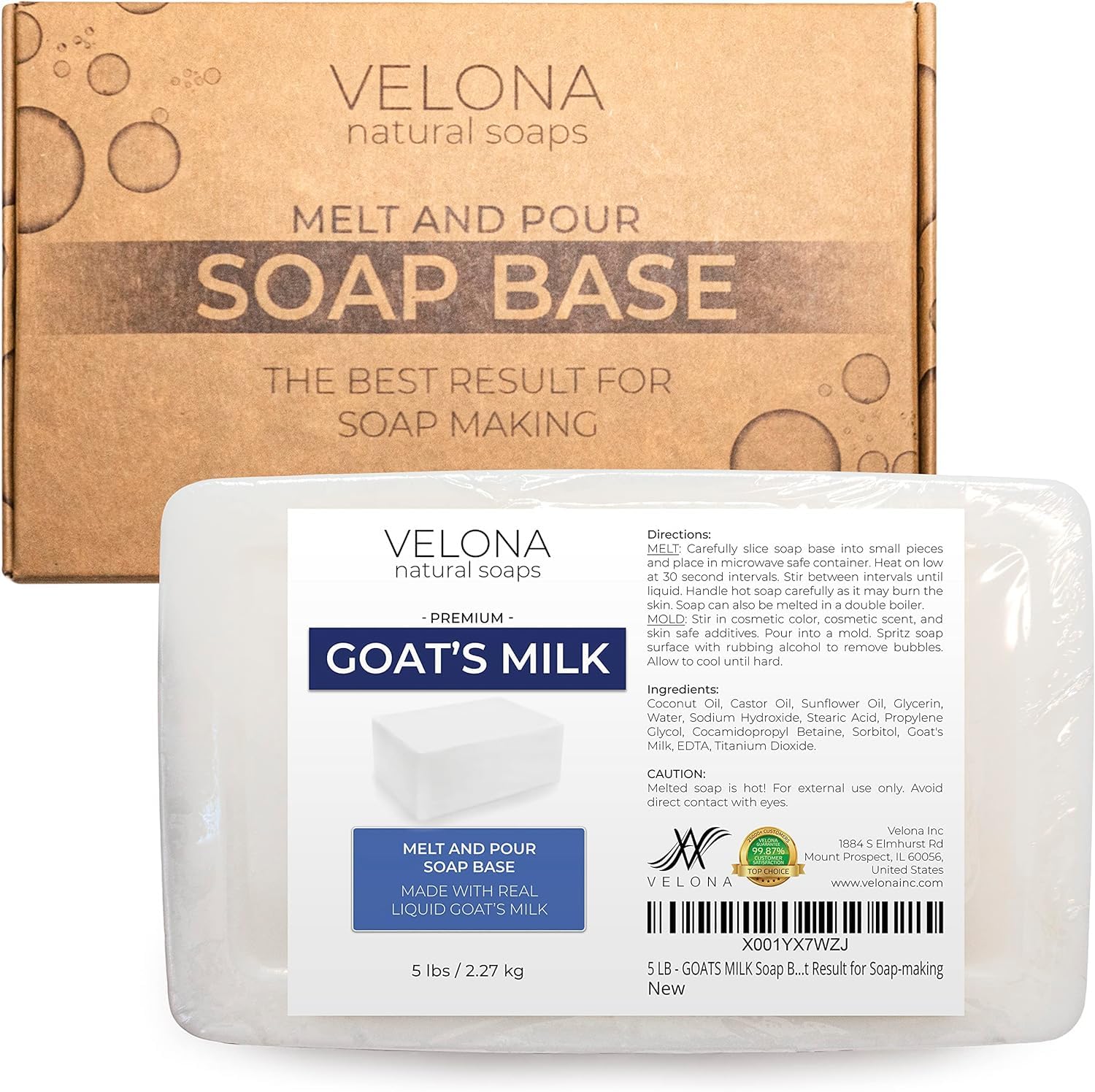 velona 5 LB - GOATS MILK Soap Base SLS/SLES free | Melt and Pour | Natural Bars For The Best Result for Soap-making